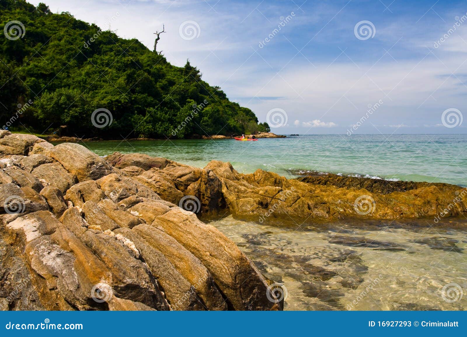 Rock on the beach stock image. Image of season, blue - 16927293