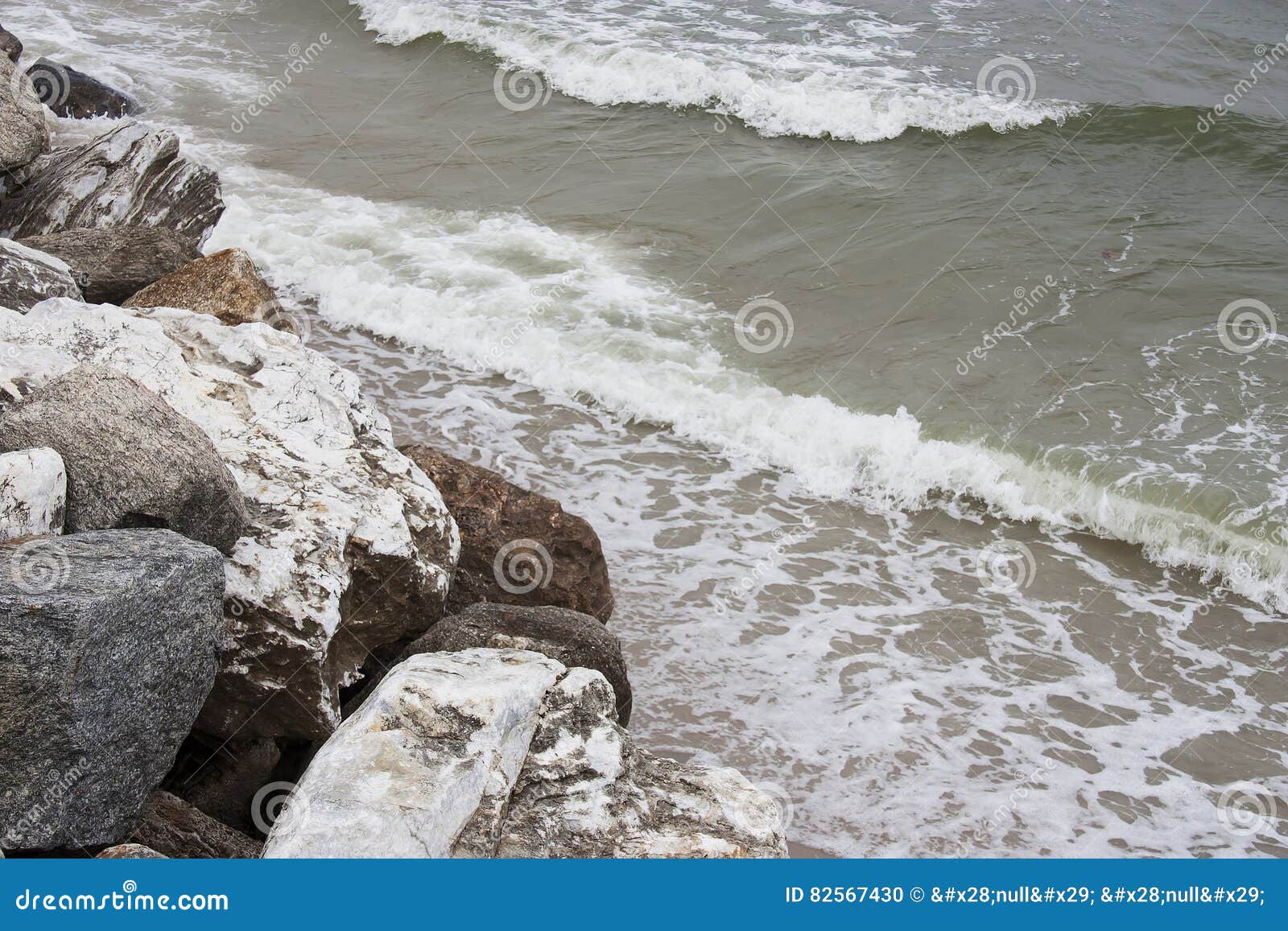 The Rock the Beach and the Sea Wave. Stock Photo - Image of ocean ...