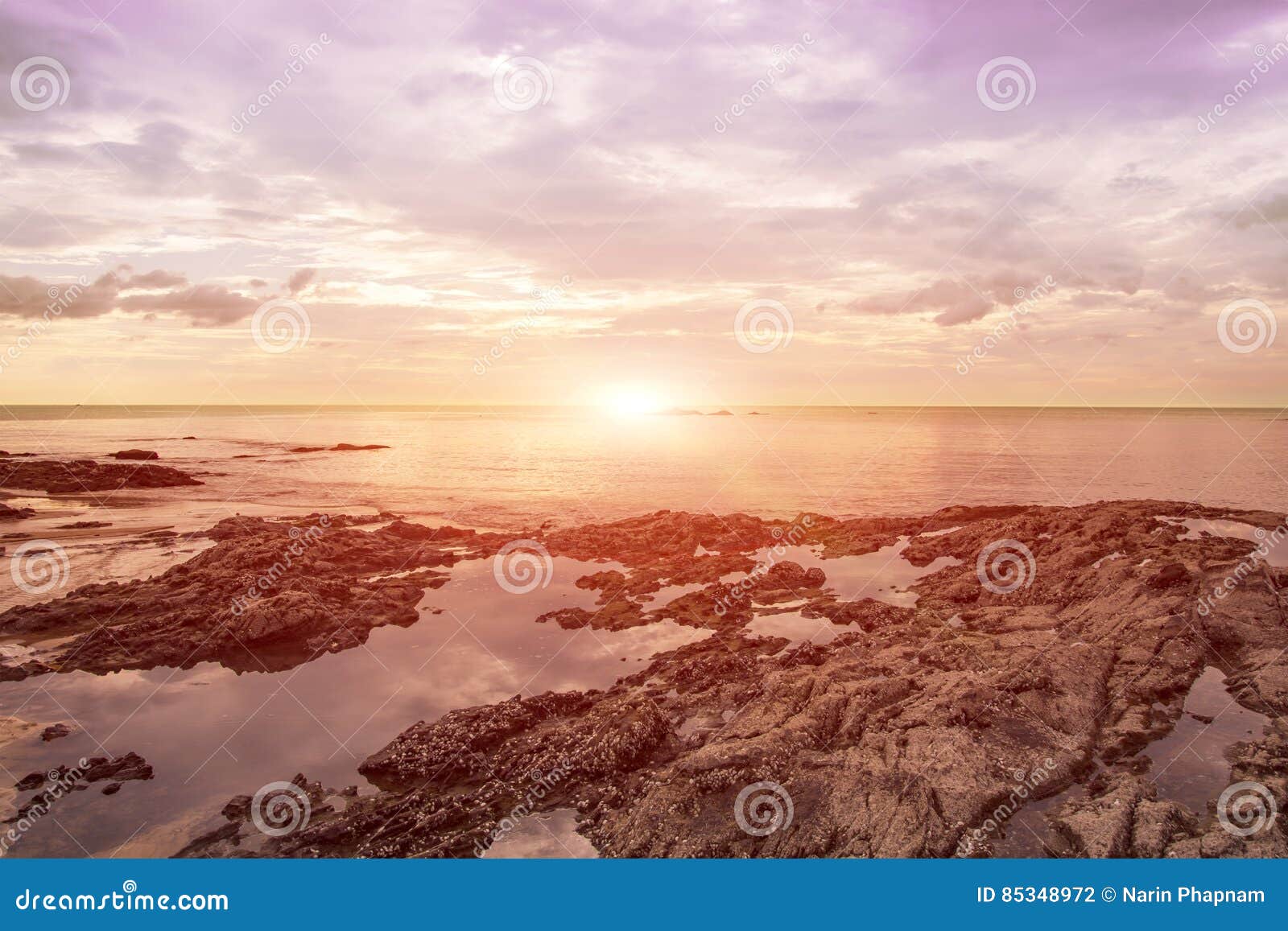 Rock on the Beach Sunset Seascapes Stock Photo - Image of wallpaper ...