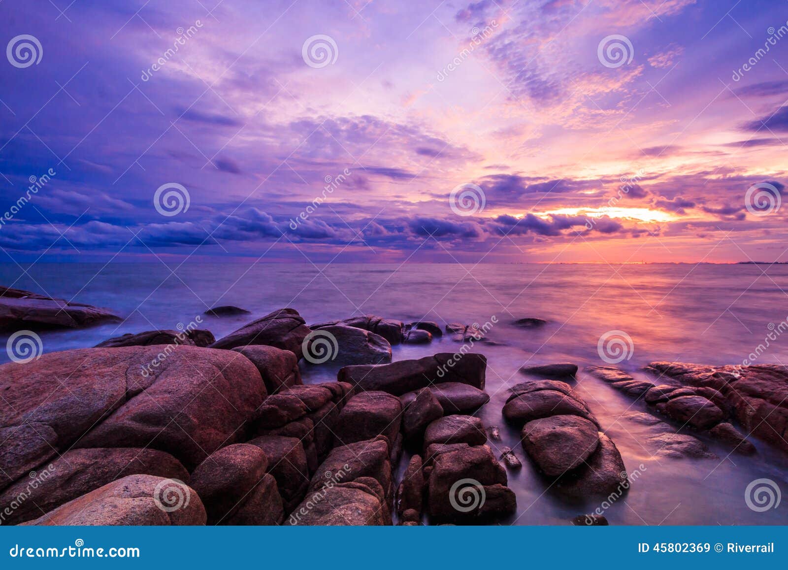 Rock on the Beach in the Sunset Stock Image - Image of boulders, scene ...