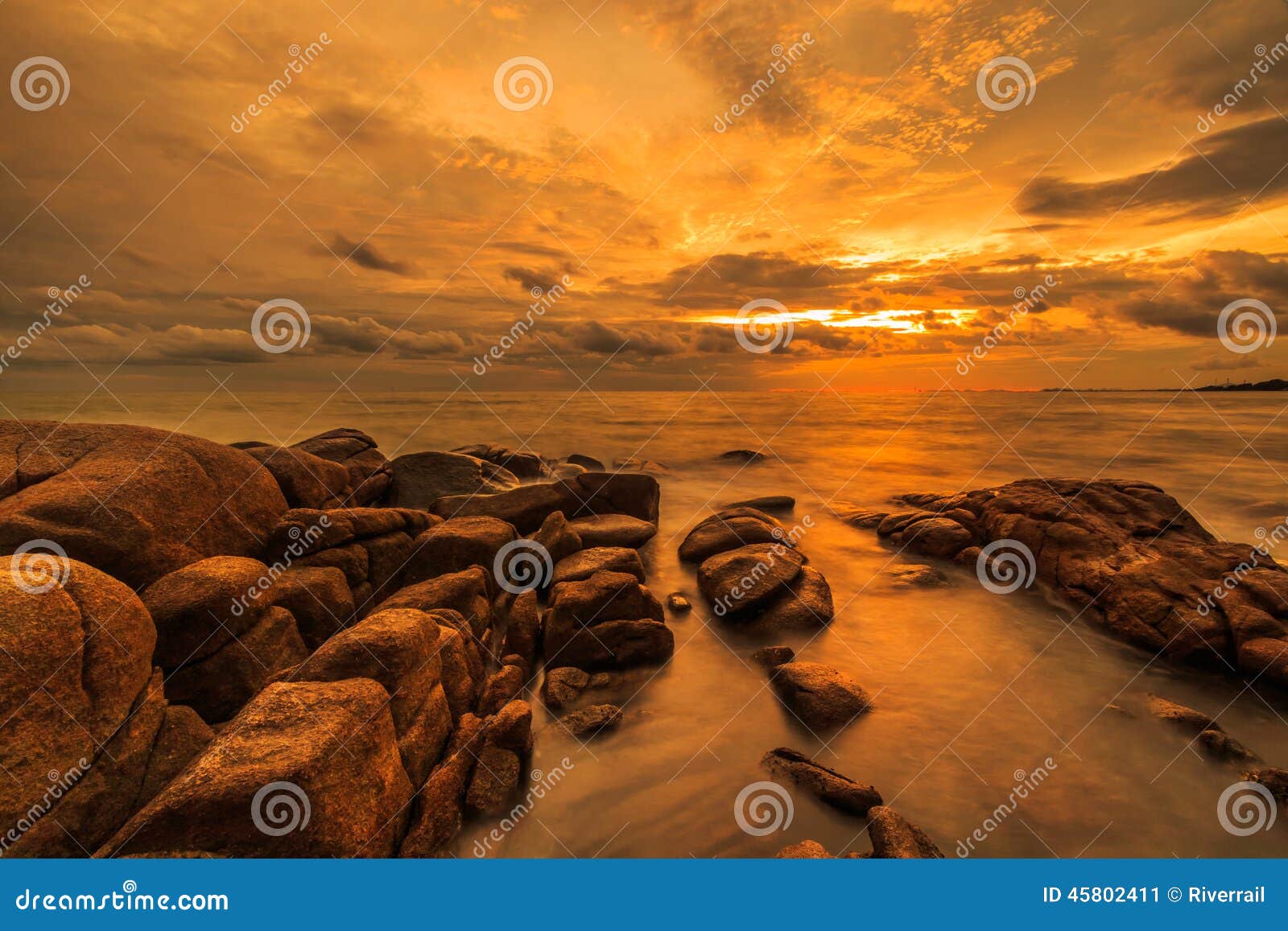 Rock on the Beach in the Sunset Stock Image - Image of pleasant, coast ...