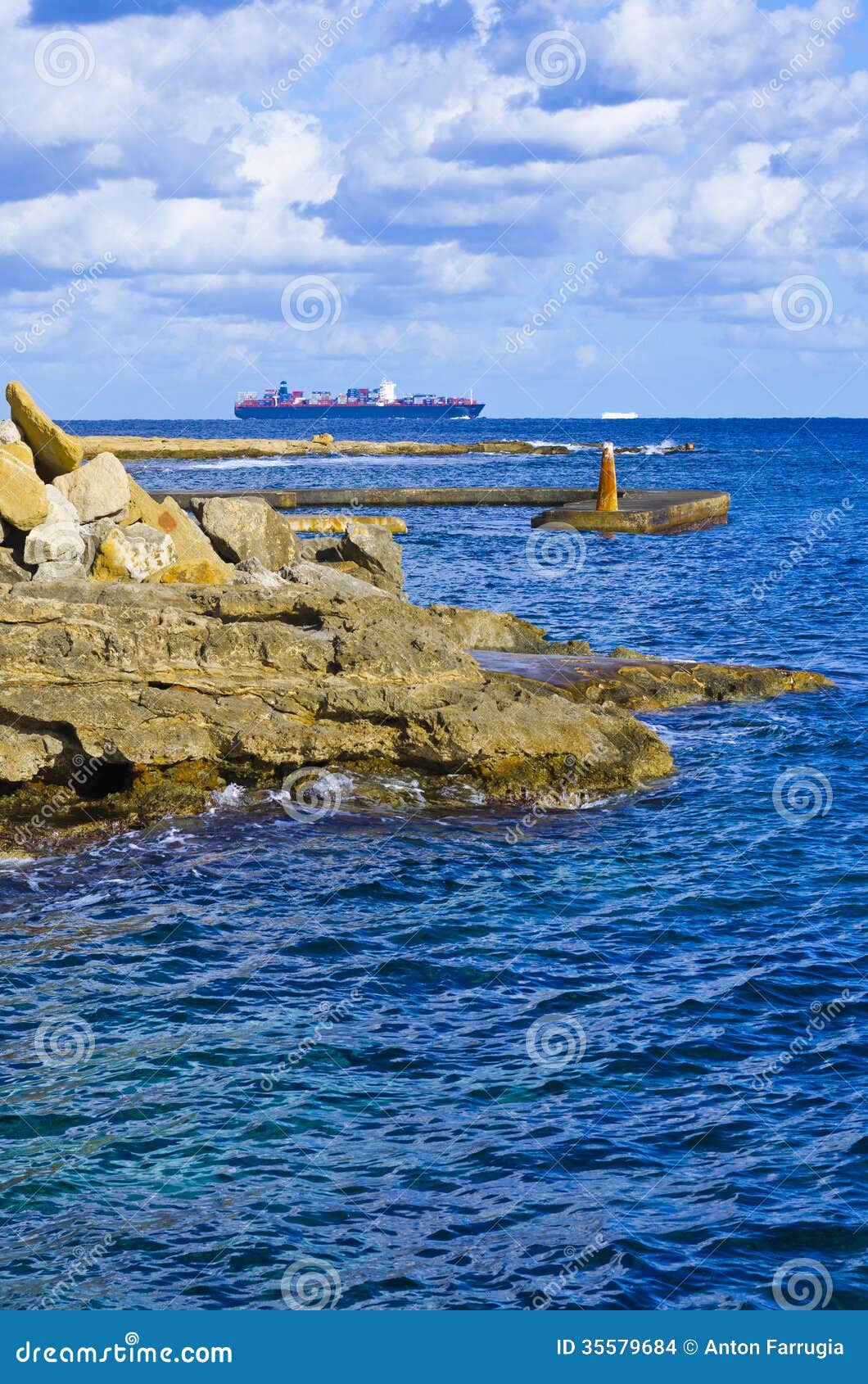 Rocky coastline of Malta stock photo. Image of ocean - 35579684
