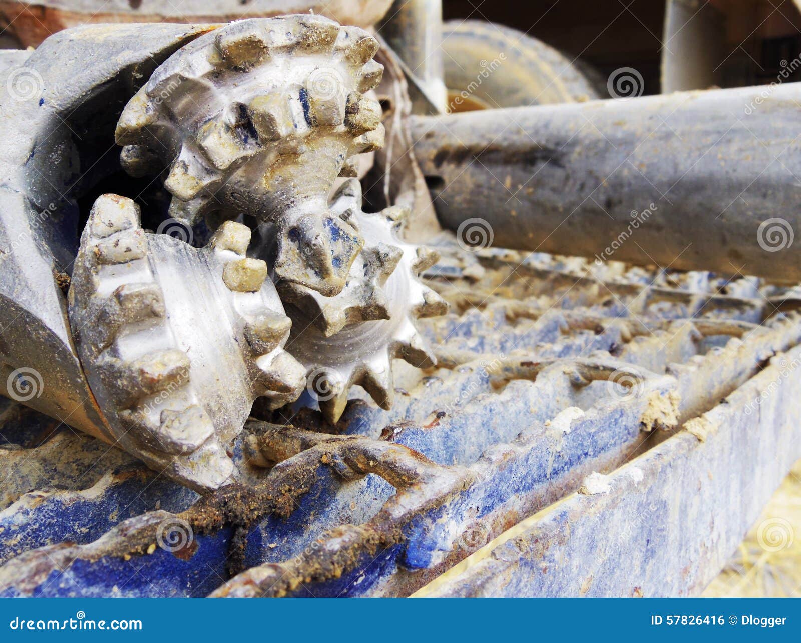 Rock Bit Sitting on the Back of a Rotary Drill Rig. Stock Photo - Image ...