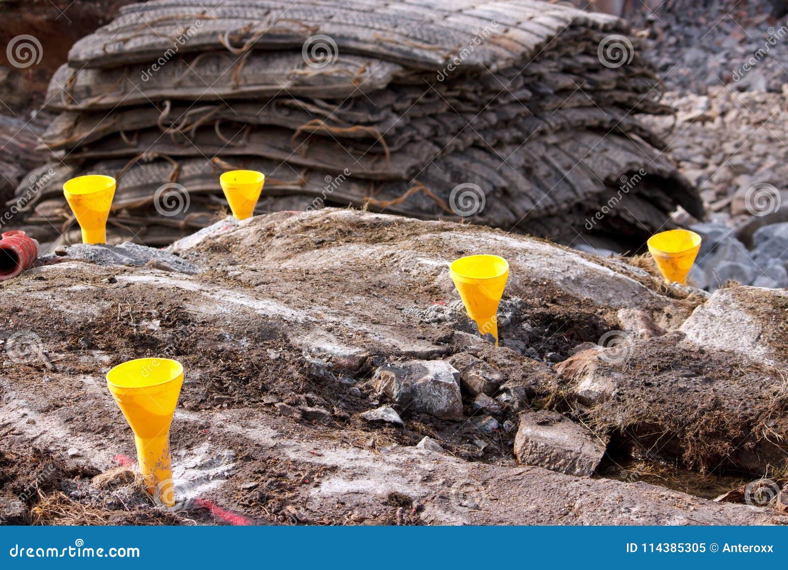 Rock blasting hole plugs stock image. Image of collar - 114385305