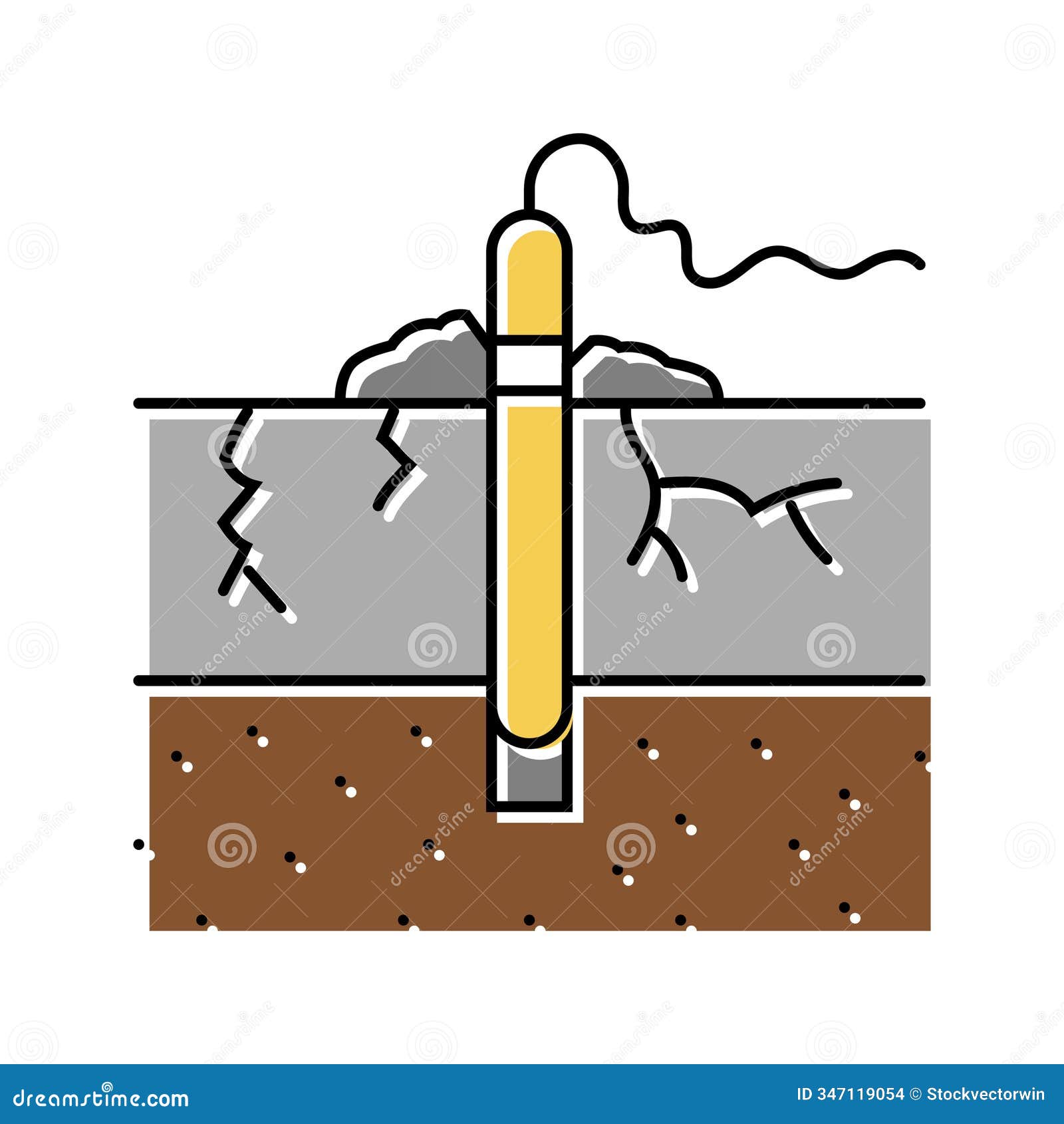 Rock Blasting Mining Color Icon Vector Illustration Stock Illustration ...