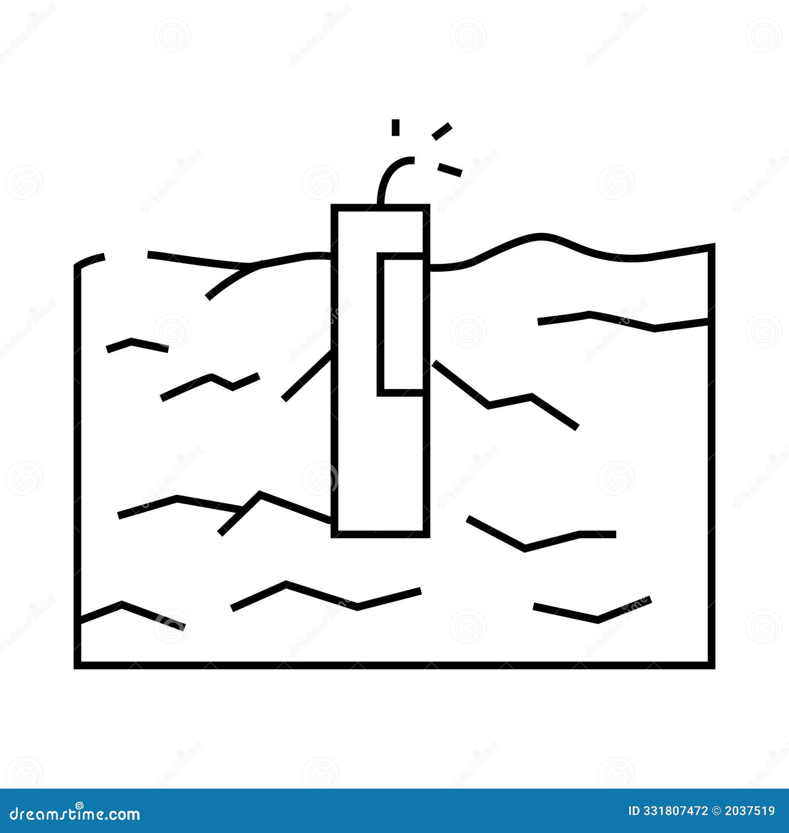 Rock Blasting Mining Line Icon Vector Illustration Stock Vector ...
