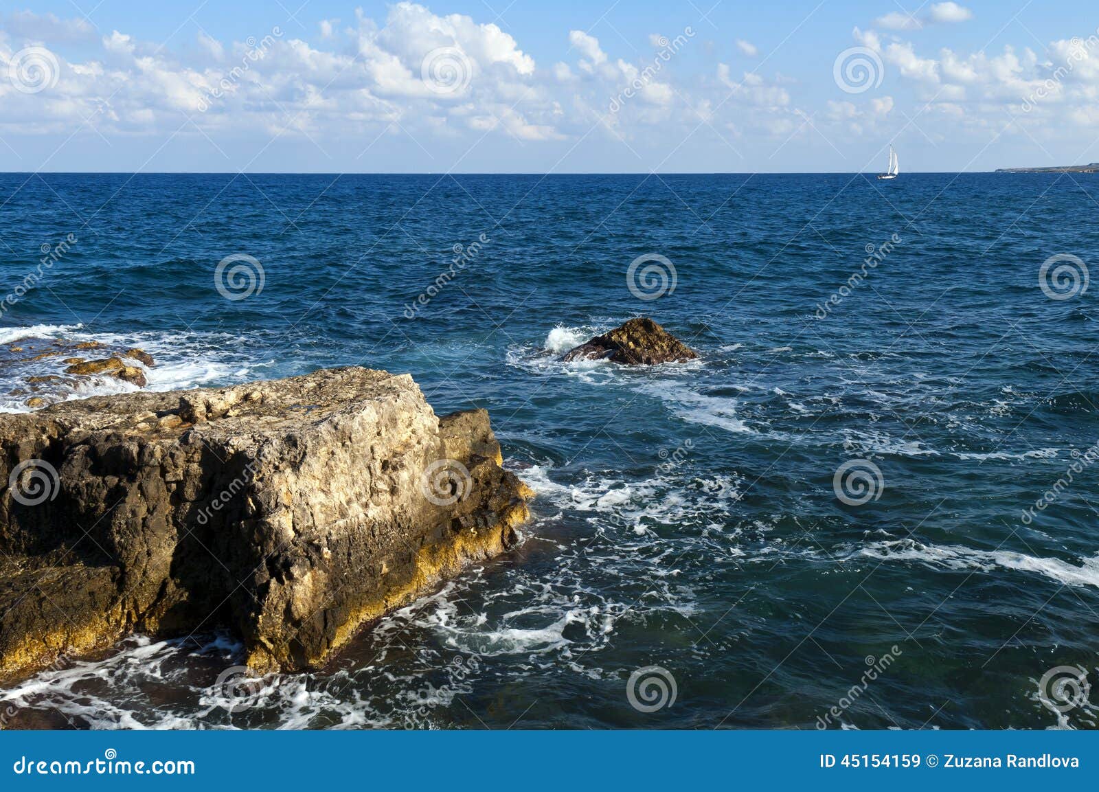 Rock and blue sea stock image. Image of blue, season - 45154159