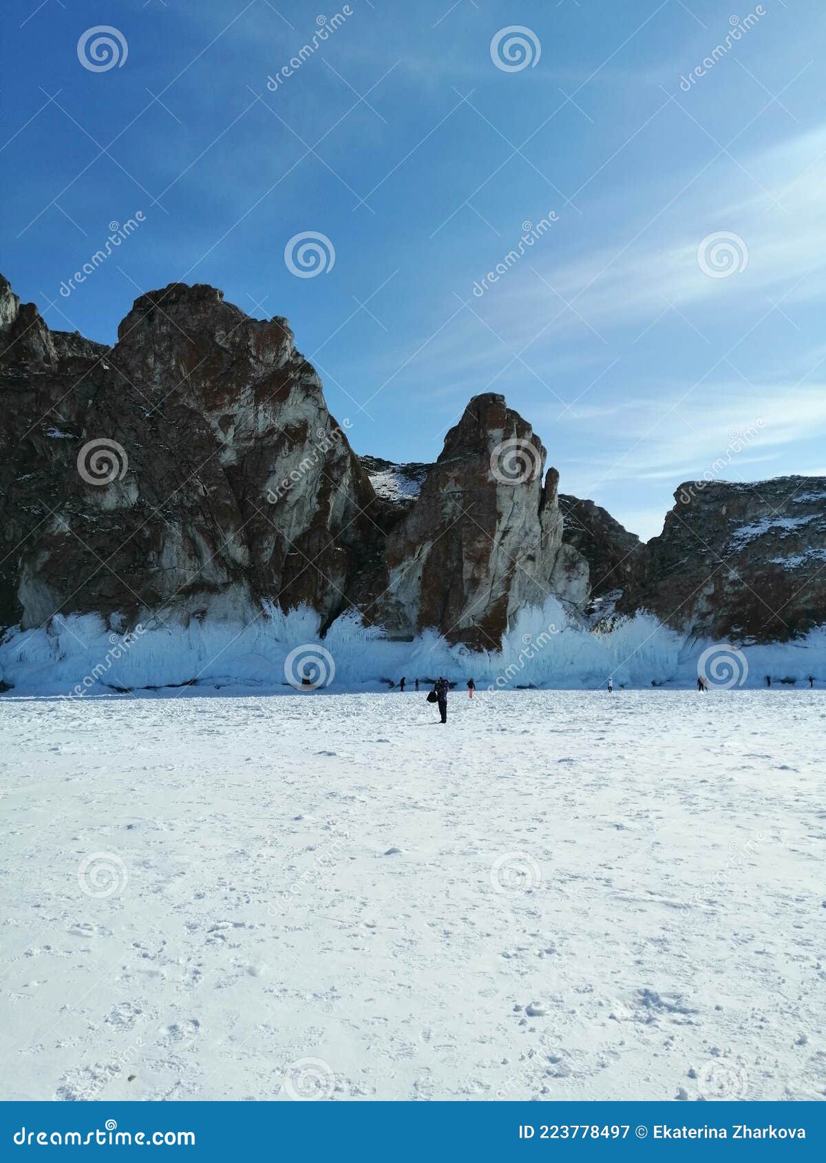 Rock and blue sky stock image. Image of piste, freezing - 223778497