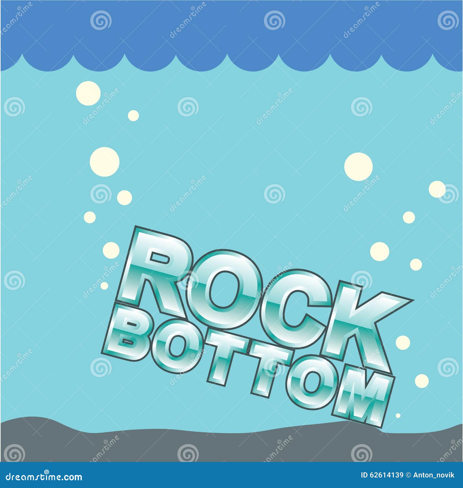 Rock Bottom Hitting Words Design Sink in Water Stock Vector ...