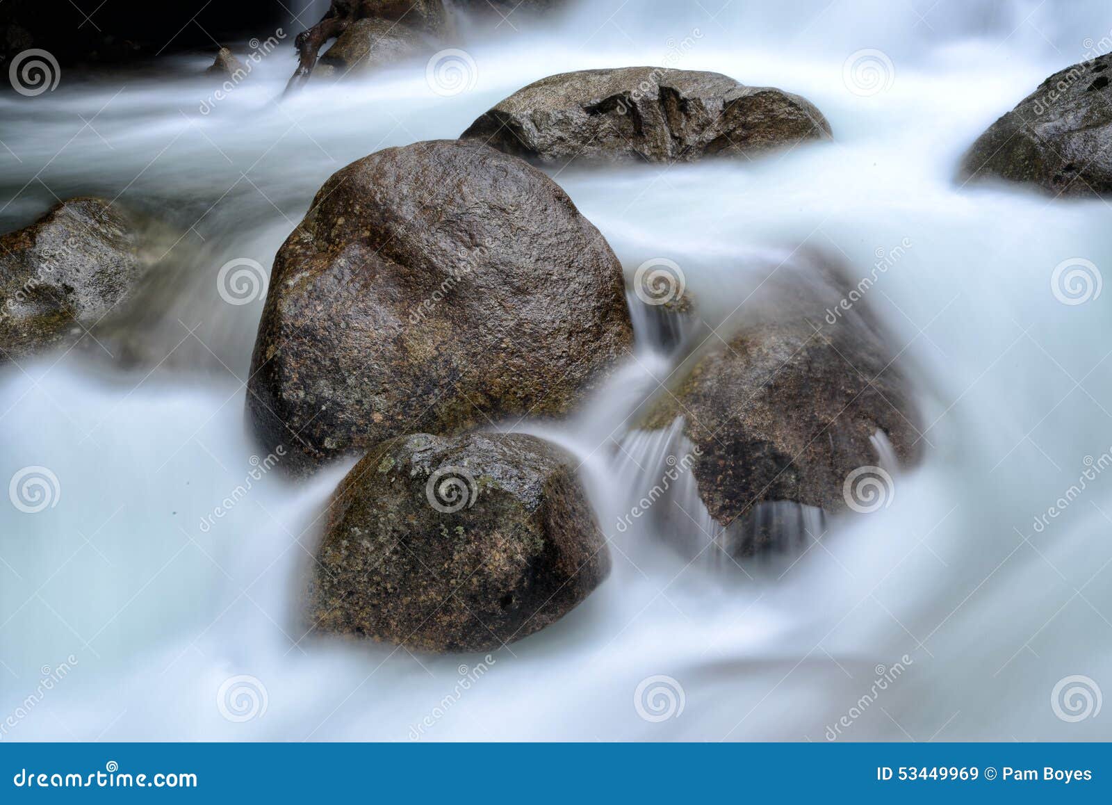 Rock Boulders in Flowing River Waters Stock Image - Image of crisp ...