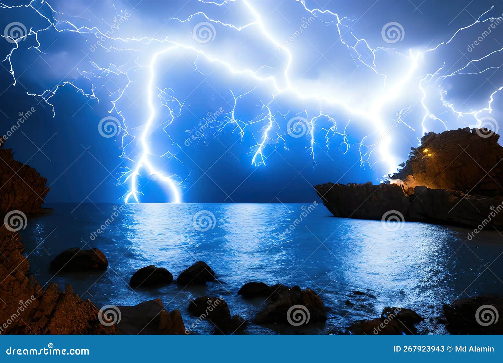Rock Breaking By Lightning Background By AI Generated Royalty-Free ...