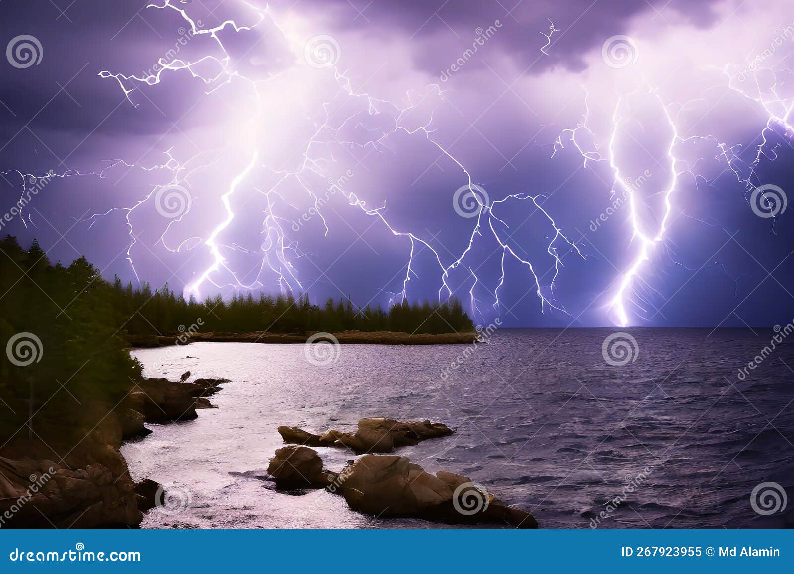 Rock Breaking By Lightning Background By AI Generated Royalty-Free ...