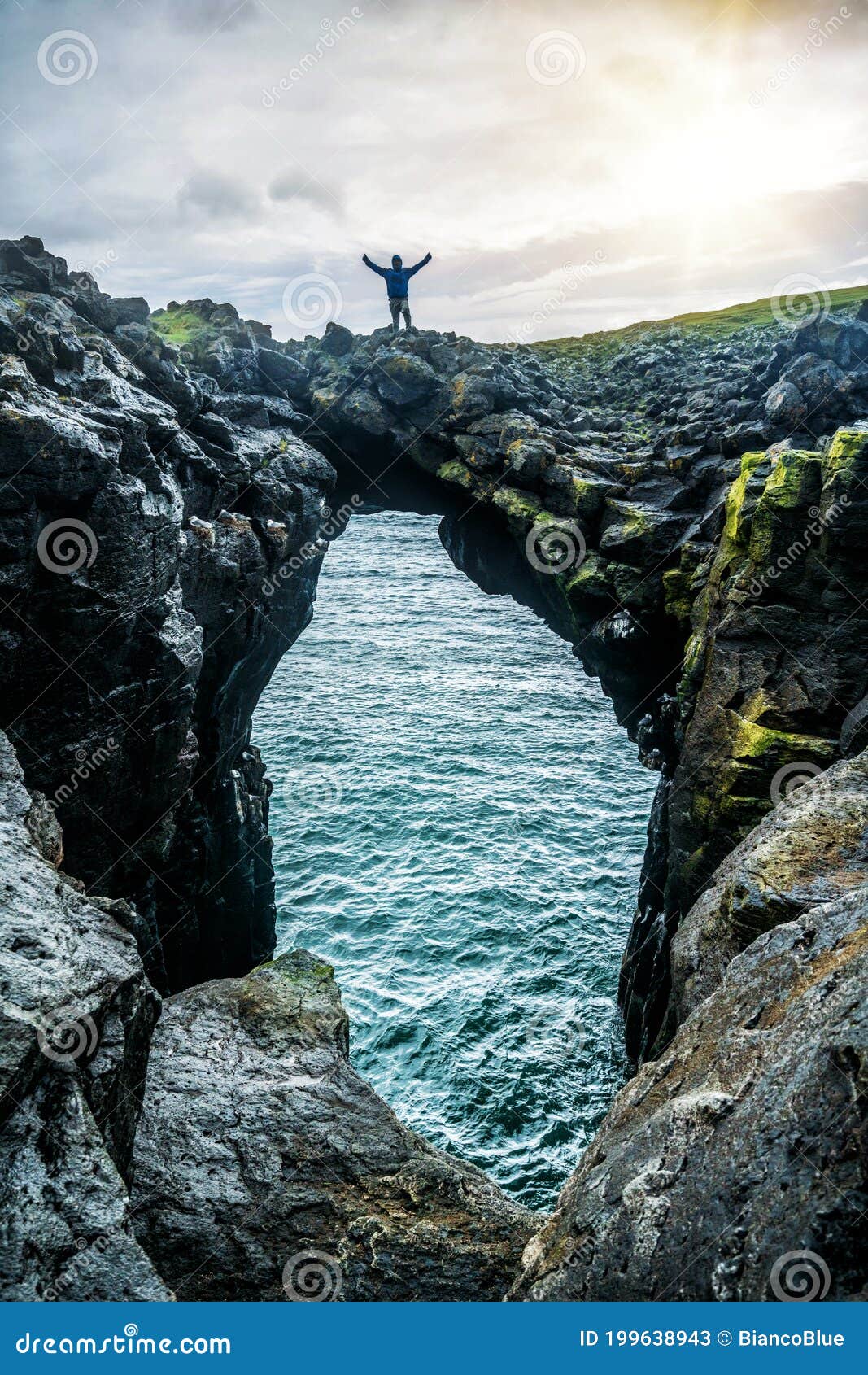 Rock Bridge Landscape in Arnarstapi, Iceland Stock Image - Image of ...