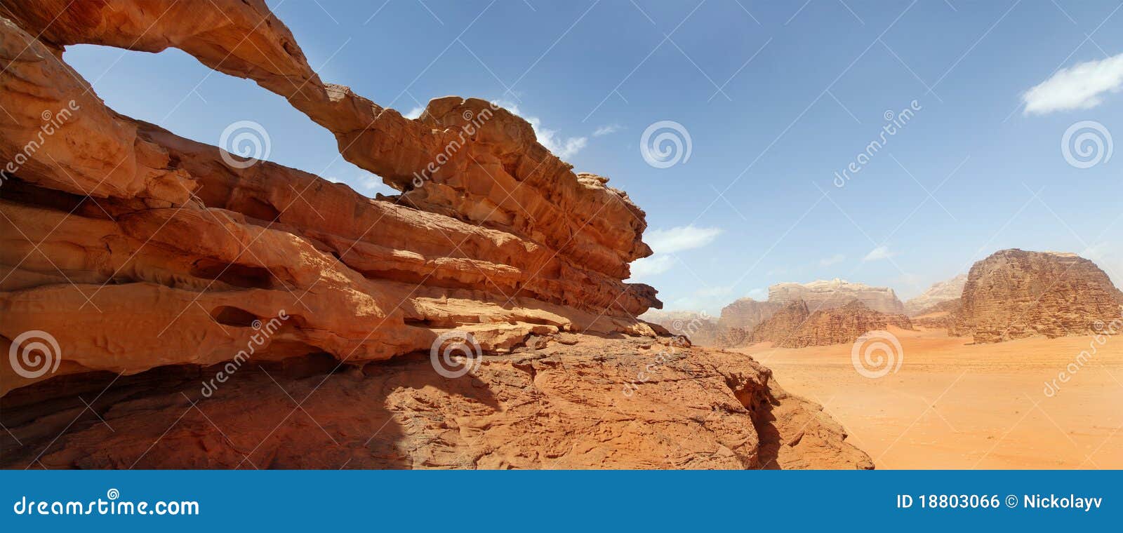 Rock Bridge and Panoramic View of Wadi Rum Stock Photo - Image of asia ...