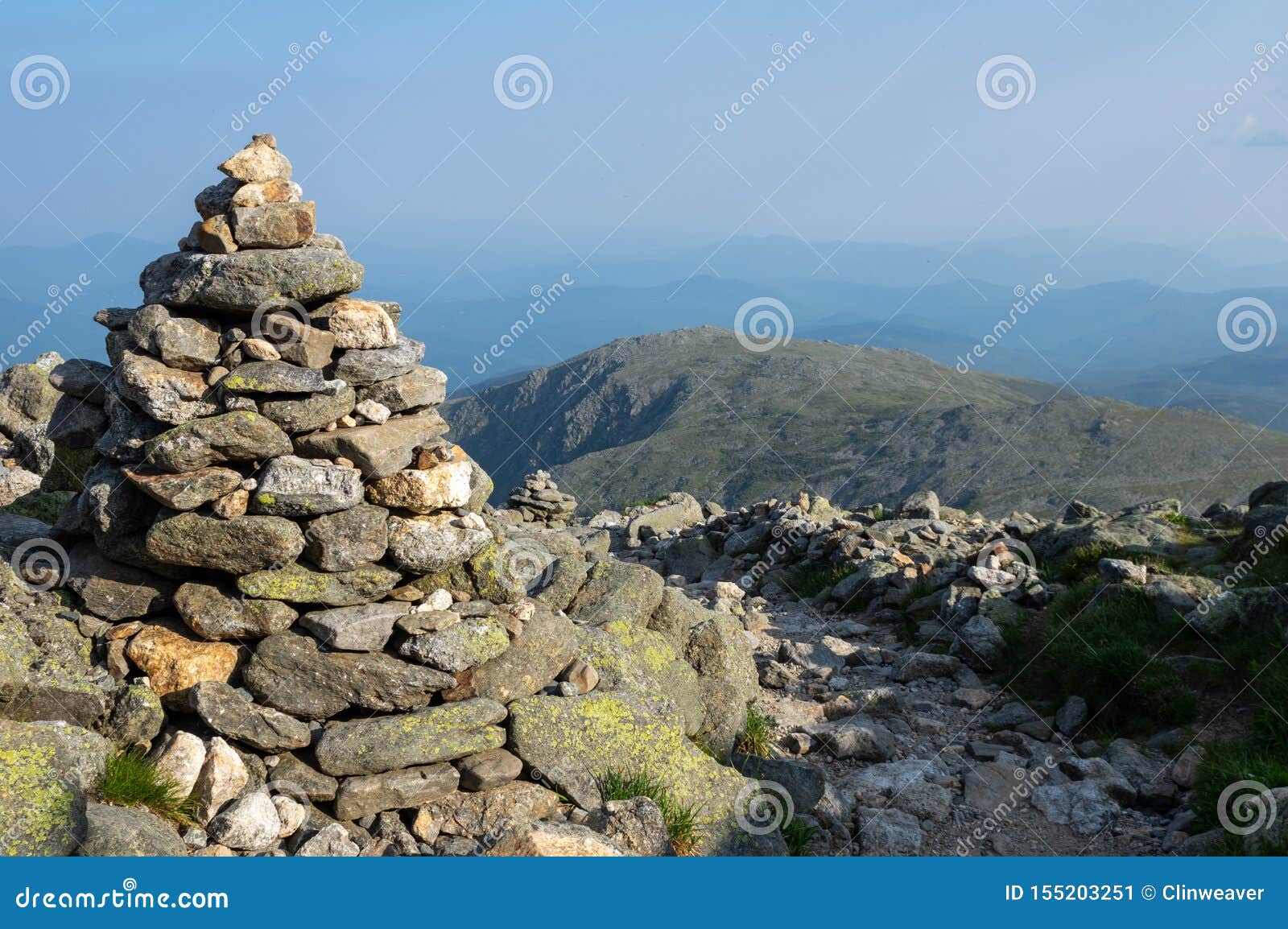 Rock Cairn Along Hiking Trail Stock Image - Image of washington ...