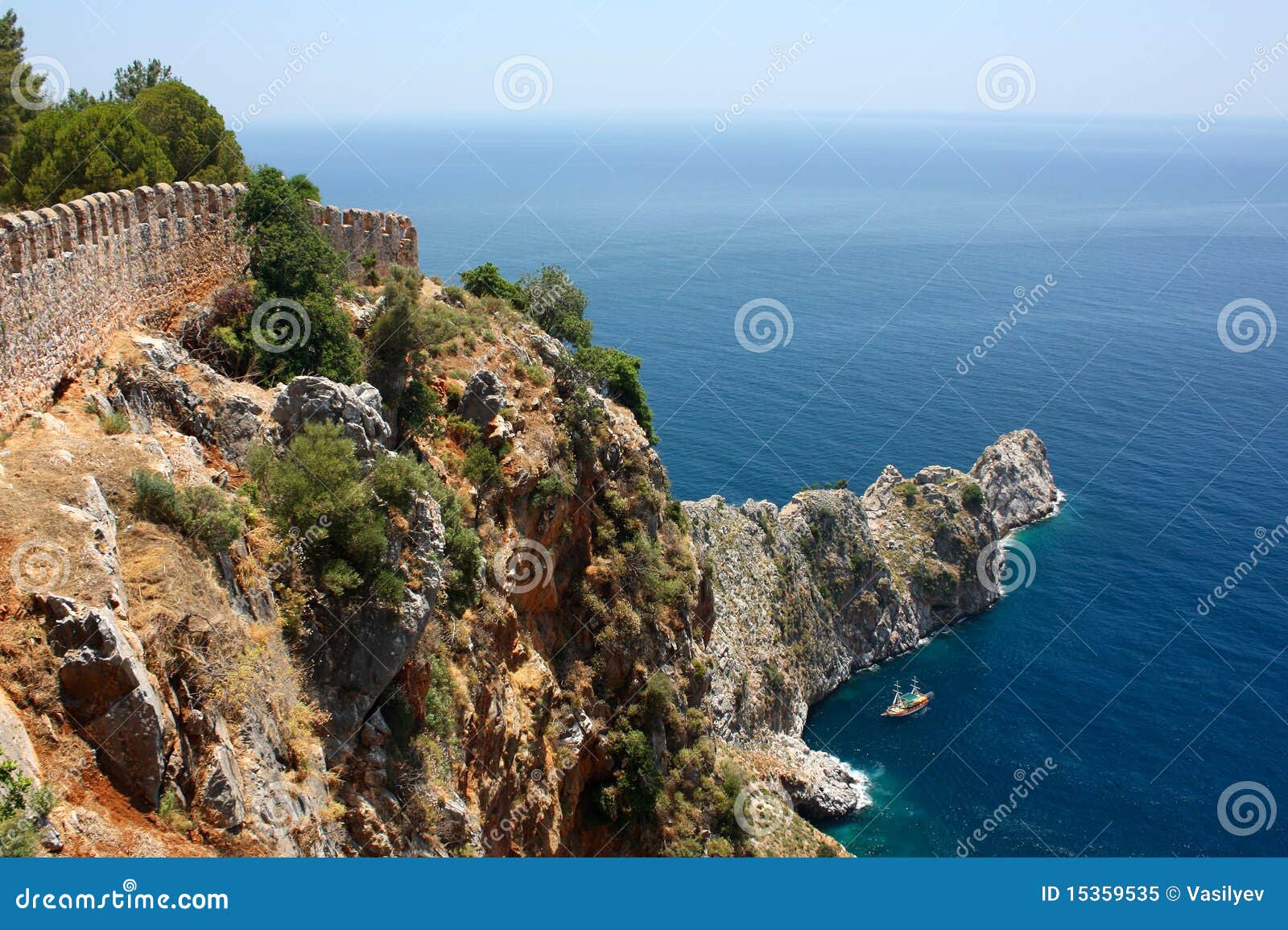 Rock Cape Near Alanya Turkey Stock Image - Image of serenity, fortress ...