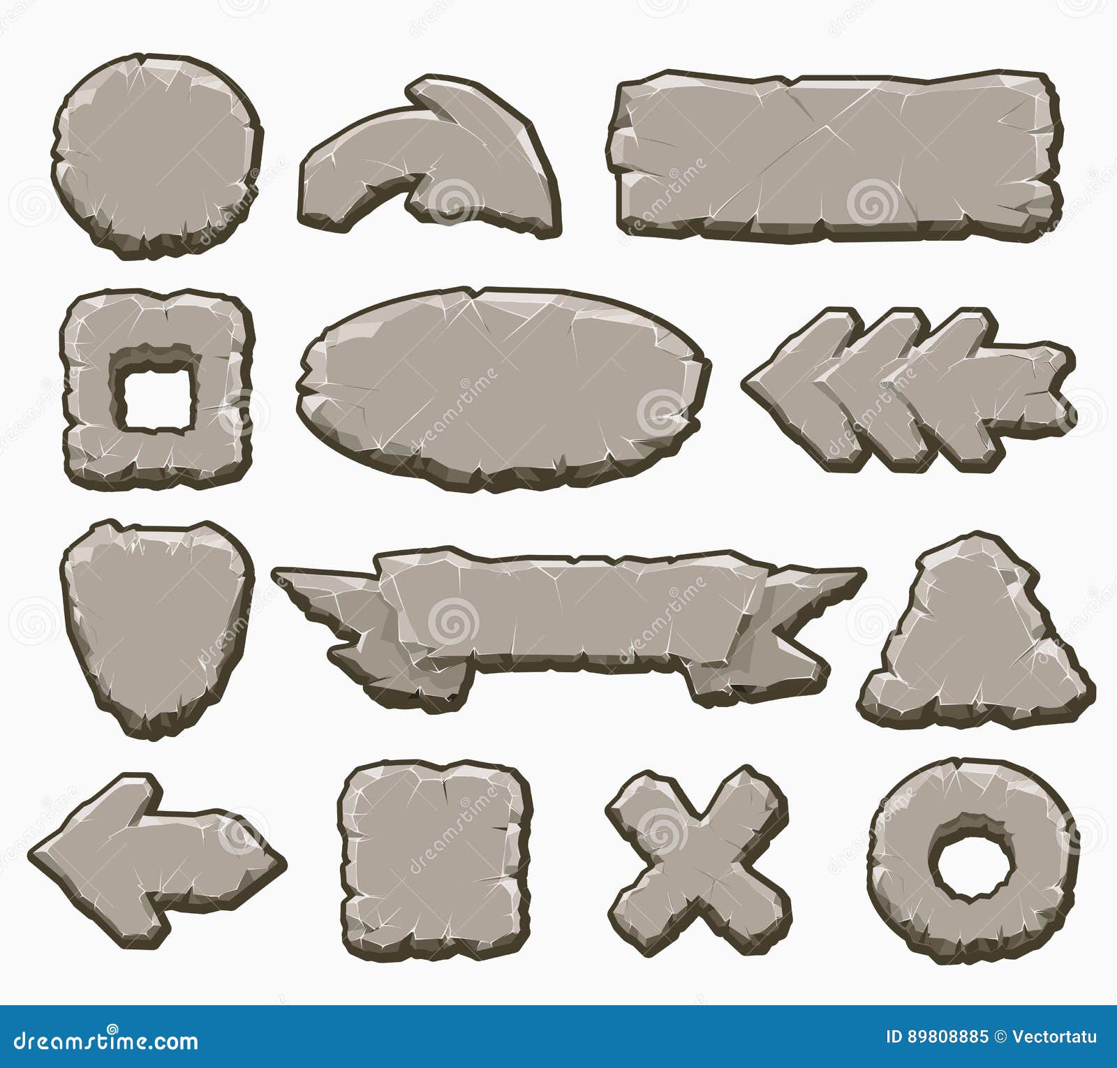 Rock Cartoon Interface Buttons Set Stock Vector - Illustration of group ...