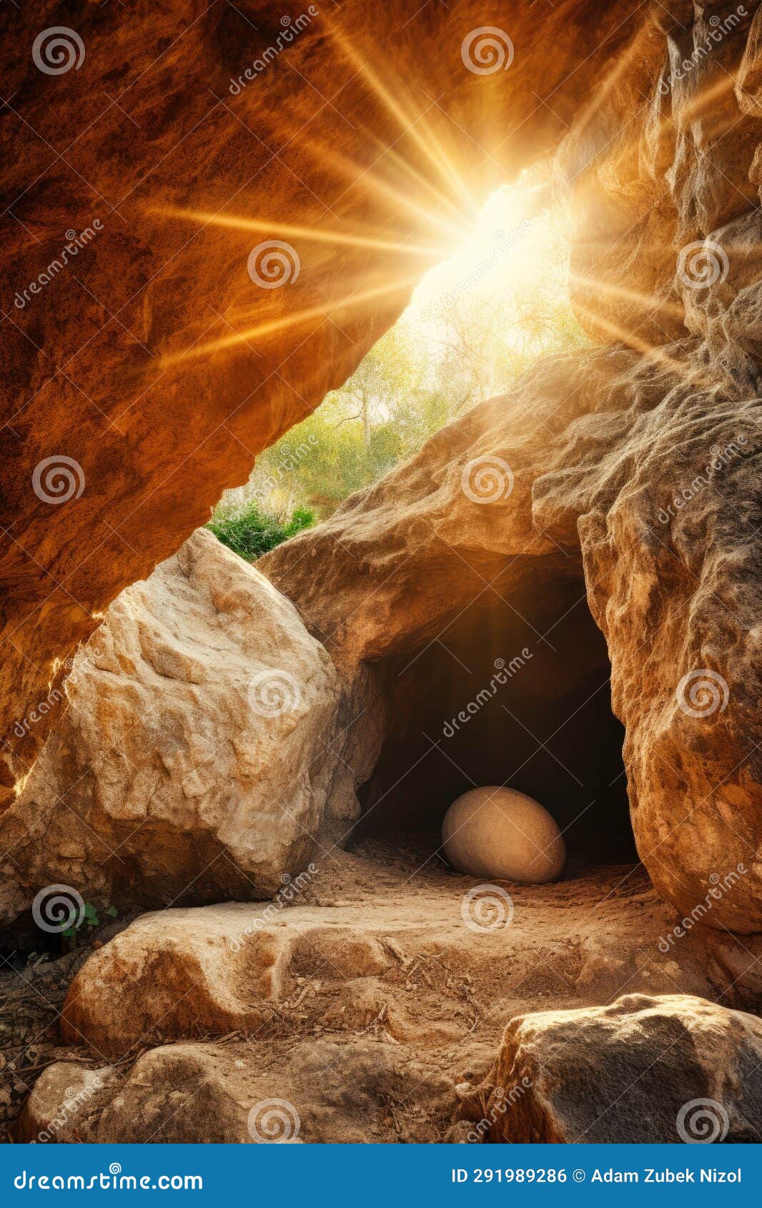 A Rock Cave with Sun Shining through it Stock Illustration ...