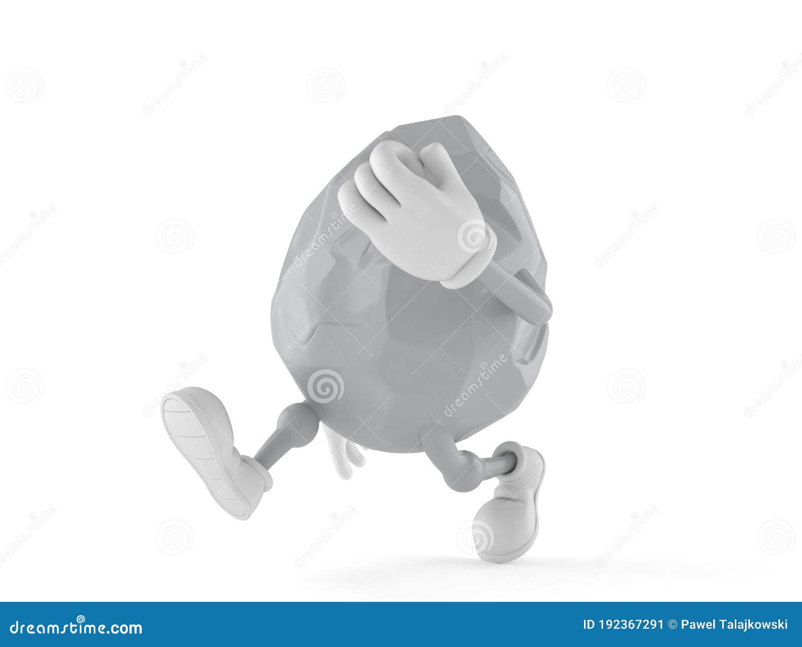 Rock Character Running on White Background Stock Illustration ...