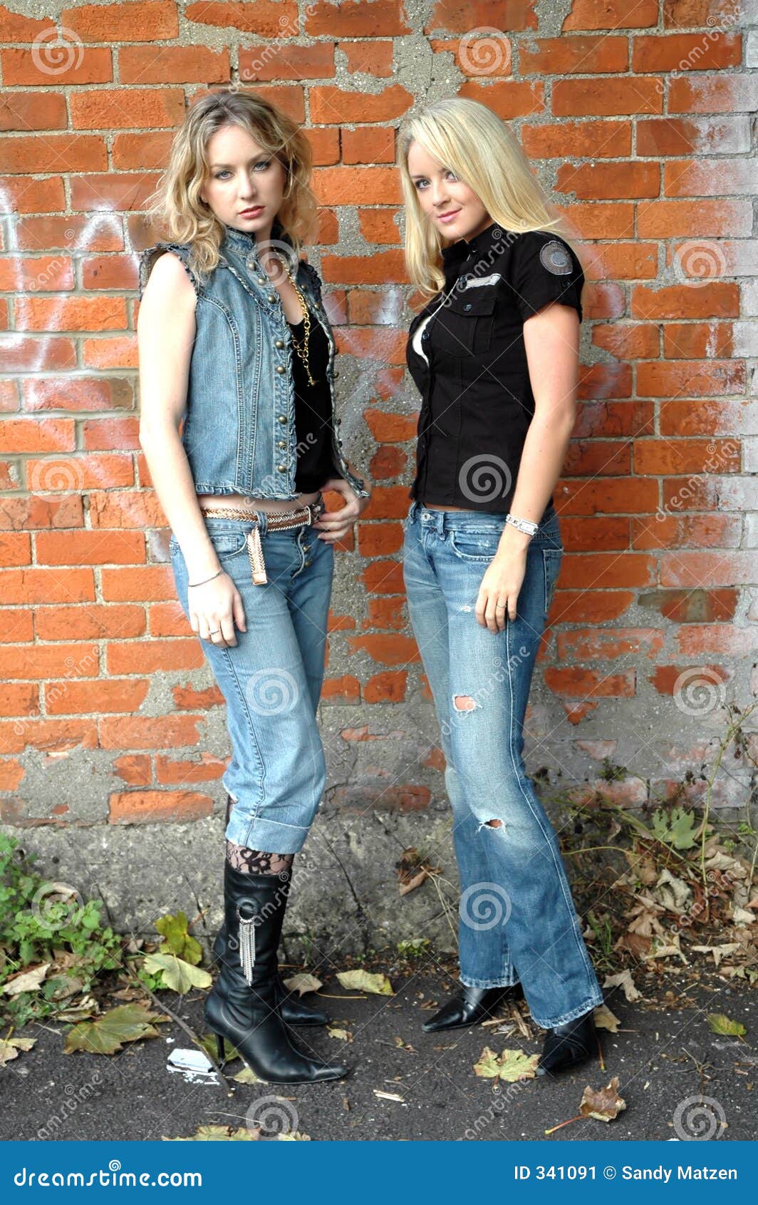 Rock chicks stock image. Image of eyes, denim, model, hair - 341091