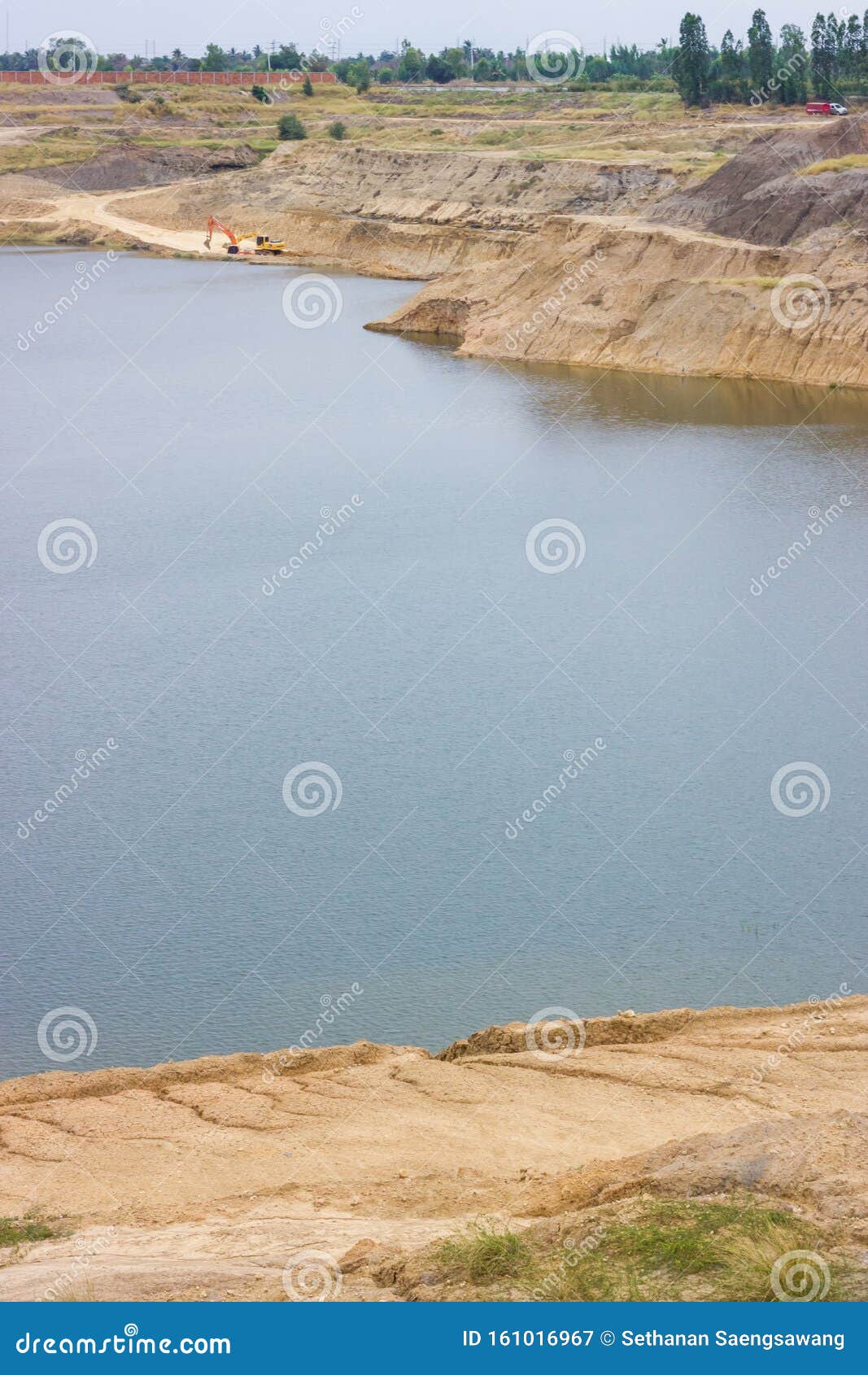Rock Cliff of Large Blue Lake Stock Image - Image of landscape, place ...