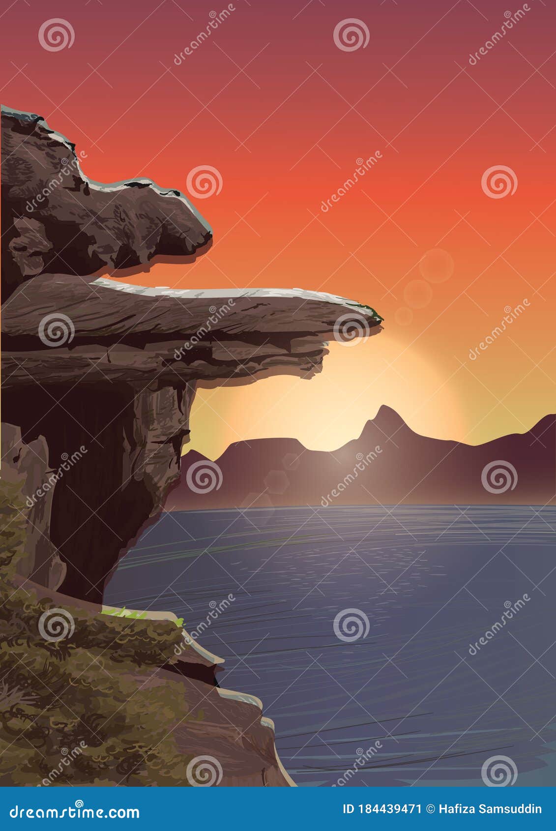 Rock Cliff. Vector Illustration Decorative Background Design Stock ...
