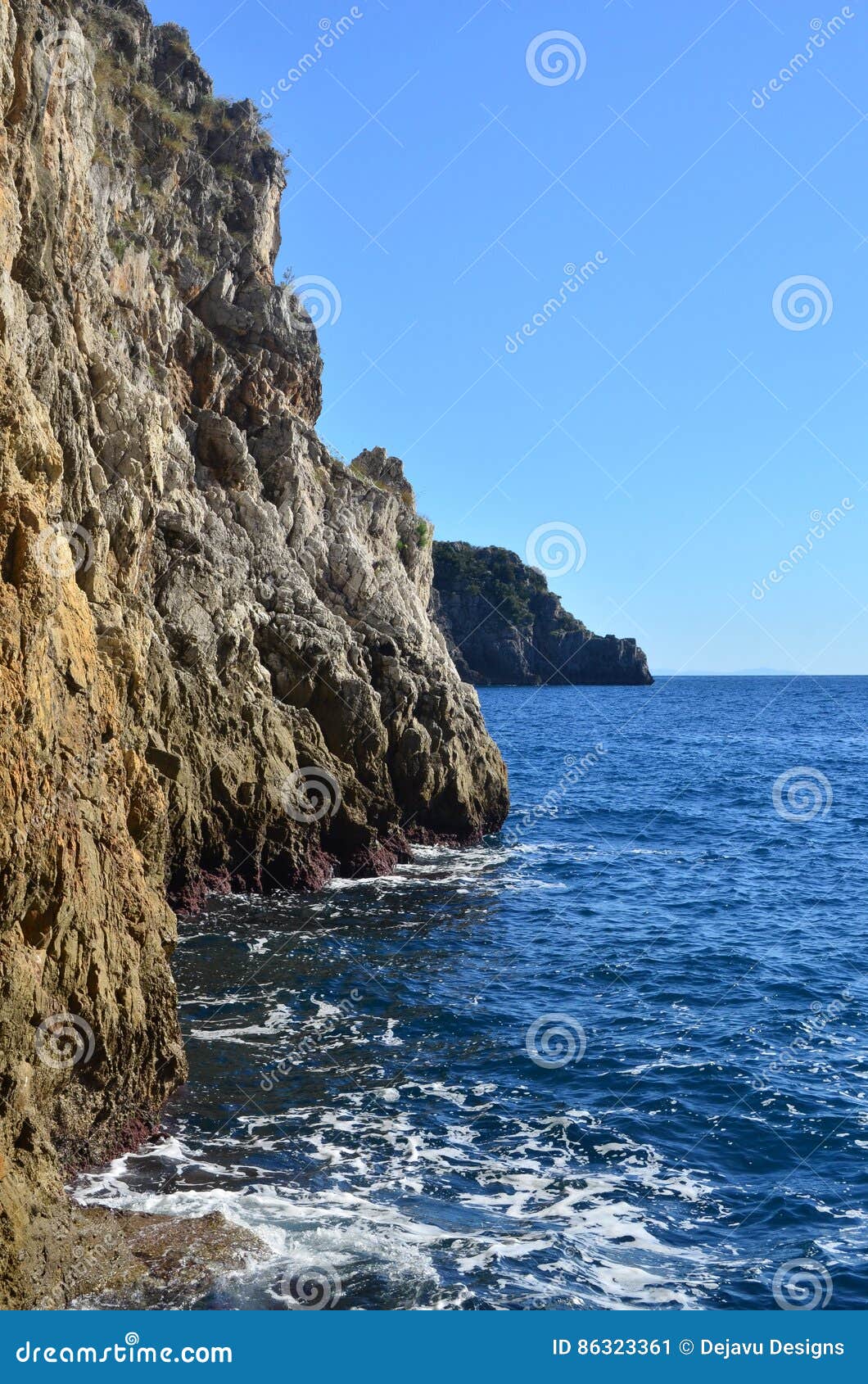 Rock Cliffs Along the Amalfi Coast in Italy Stock Image - Image of ...