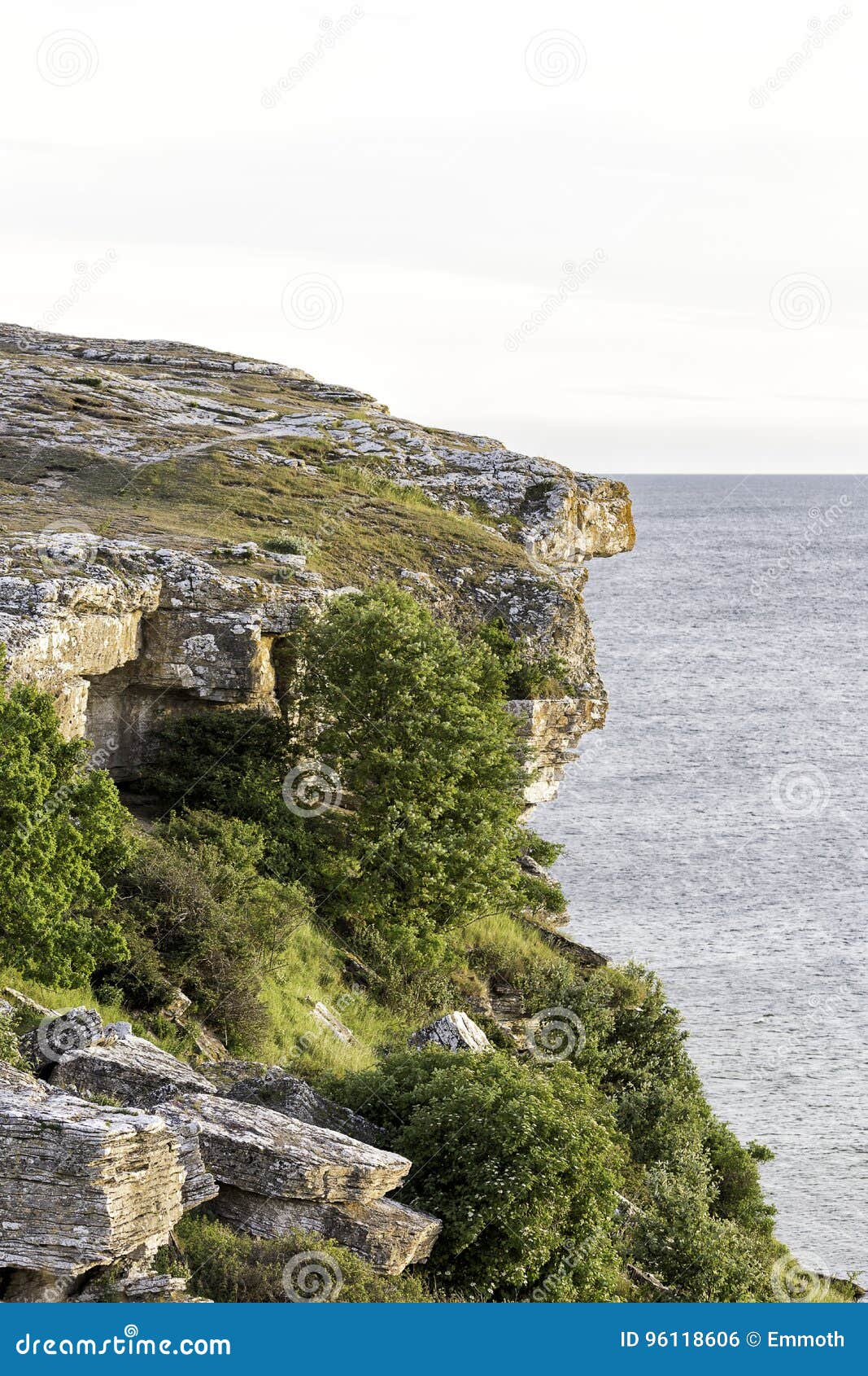 Rock Cliffs on Gotland, Sweden Stock Photo - Image of horizon, trees ...