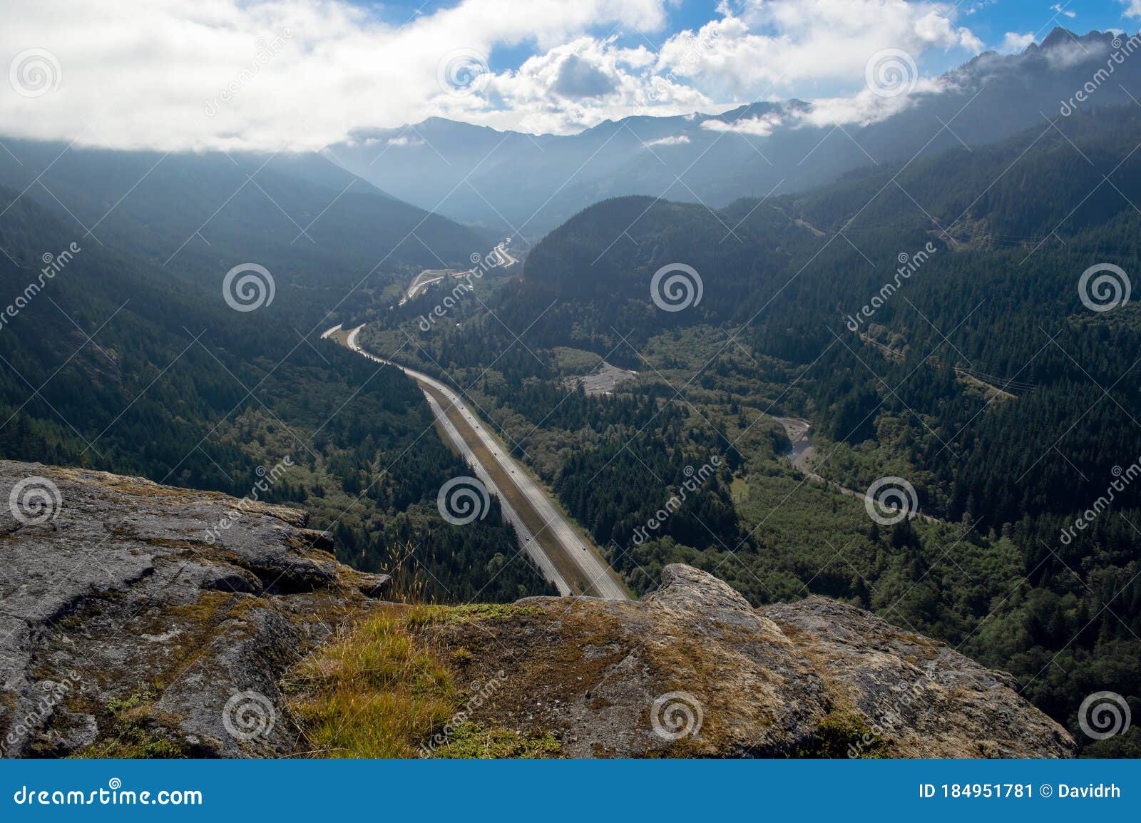 Rock Cliffs Overlooking Interstate 90 in Washington State Stock Image ...