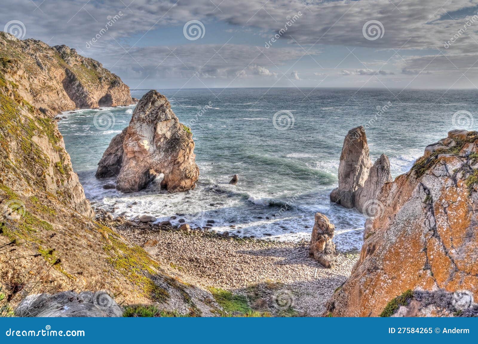 Rock Cliffs by the Sea in HDR Stock Image - Image of panoramic, cool ...