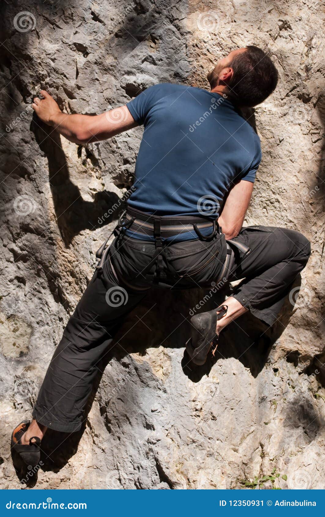 Rock Climber Falling Of Cliff While Lead Climbing Royalty-Free Stock ...