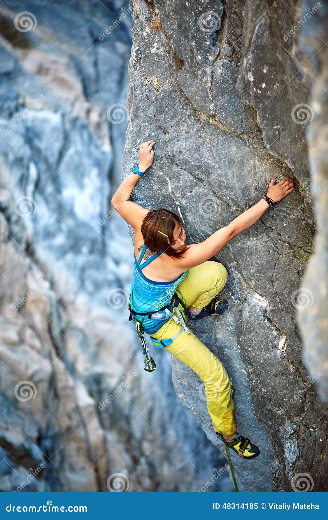 Rock Climber Climbing Up a Cliff Stock Image - Image of overhanging ...
