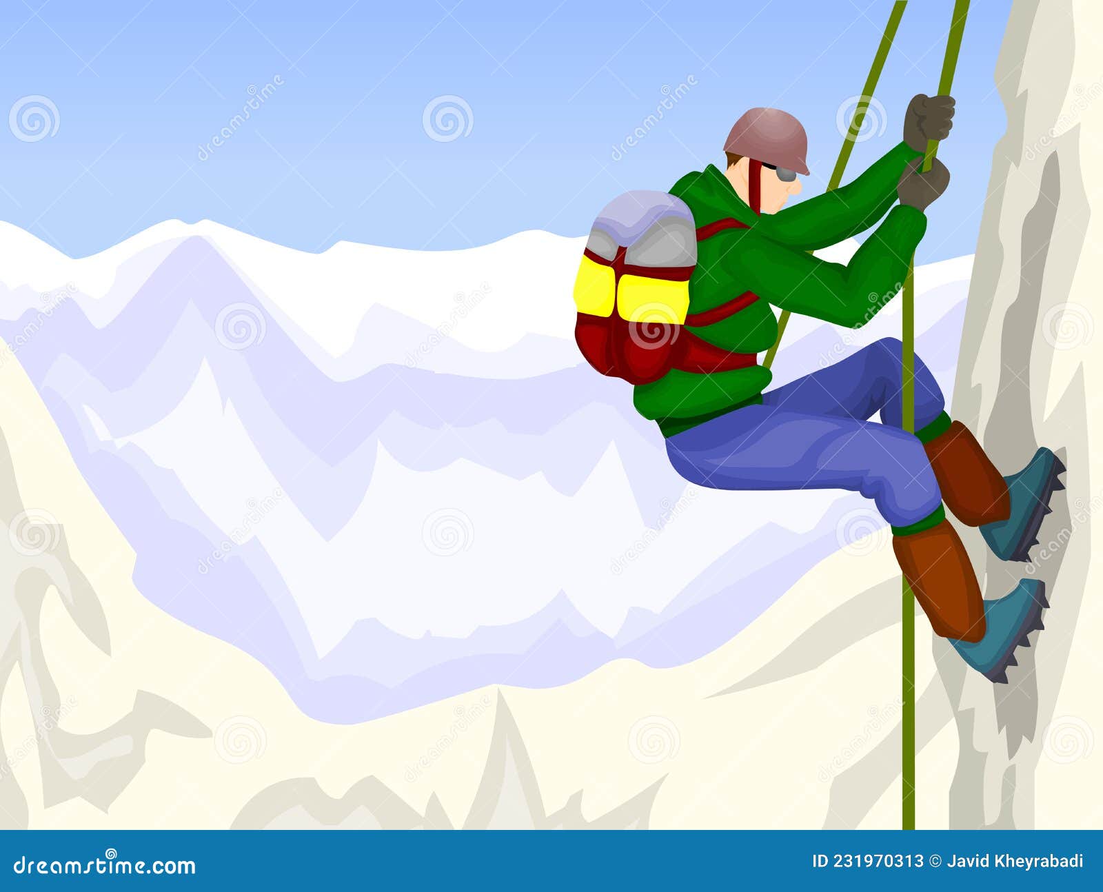 Climber Climbs On A Rock. Vector Drawing | CartoonDealer.com #218762786