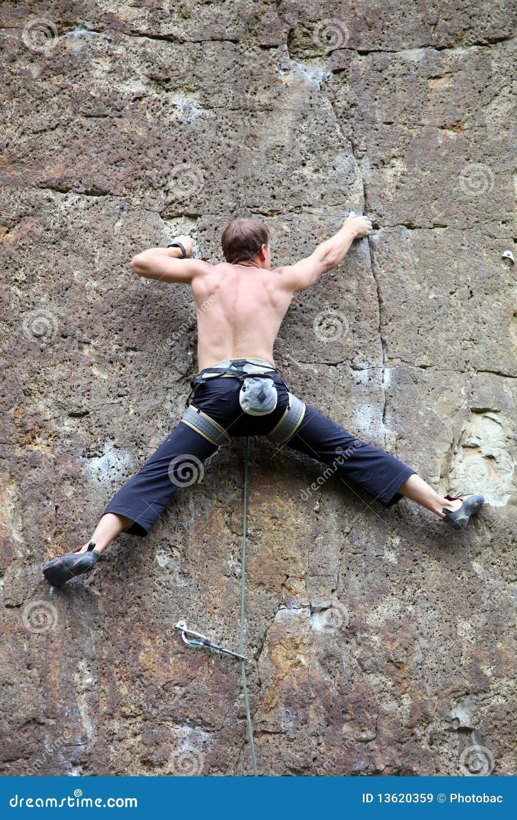 Rock Climber Clinging To the Rock Stock Image - Image of body ...