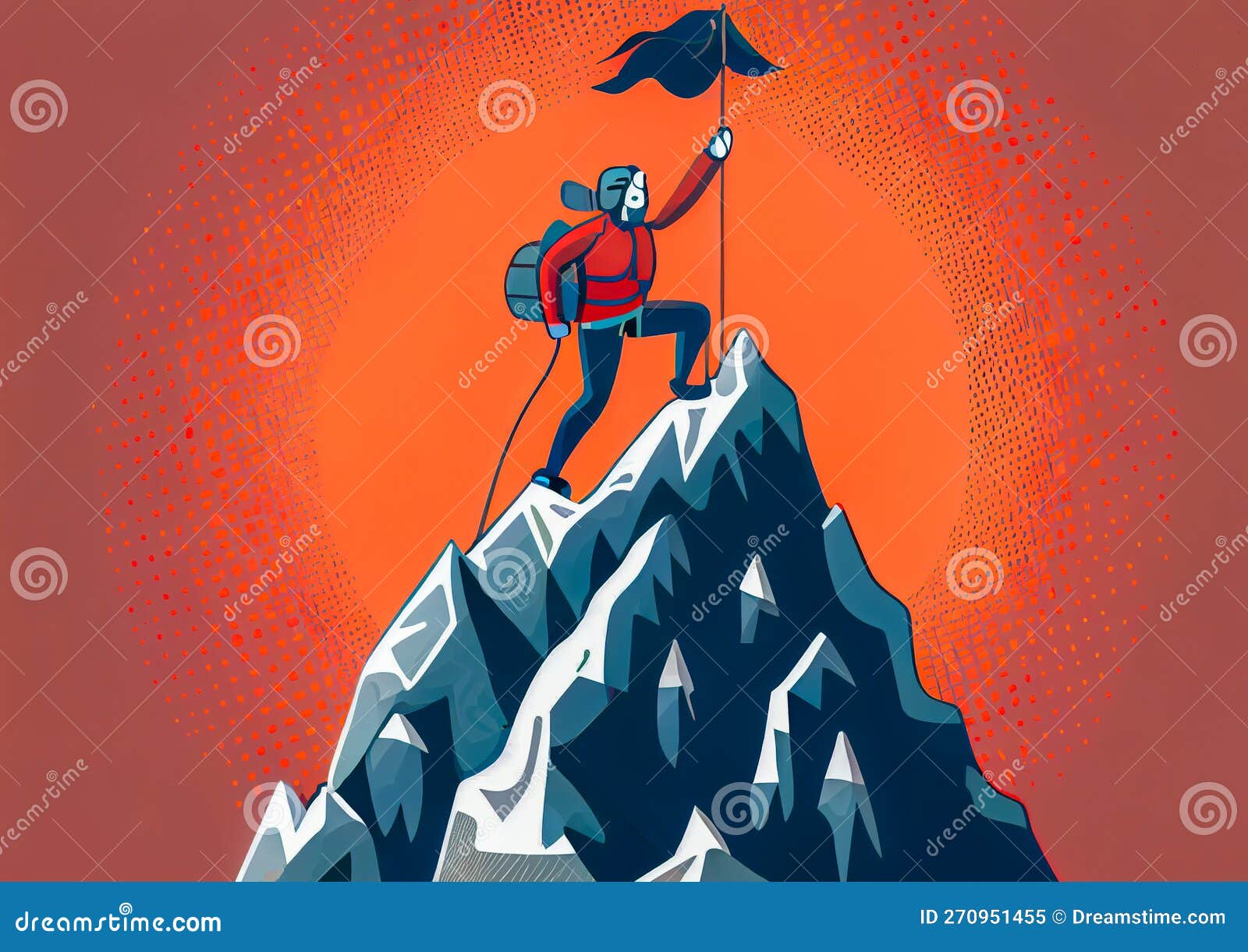 Rock Climber Conquers the Summit Illustration. Generative AI Stock ...