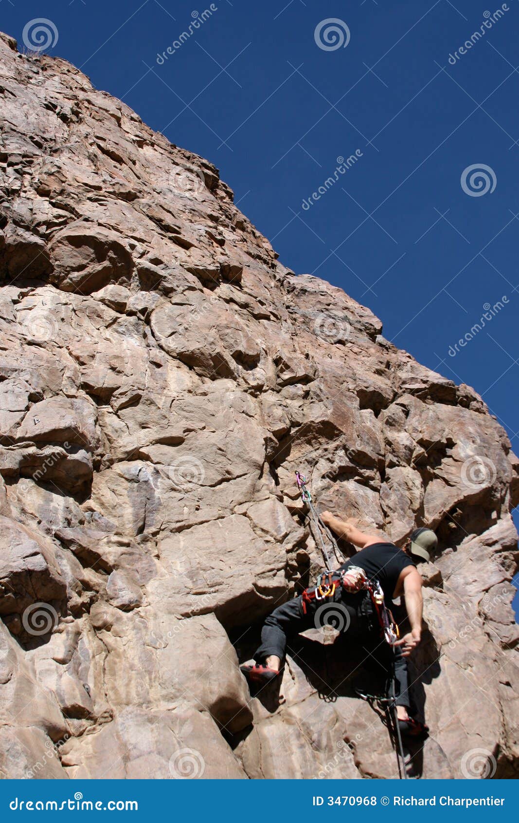 Rock climber in dyno move stock photo. Image of physical - 3470968