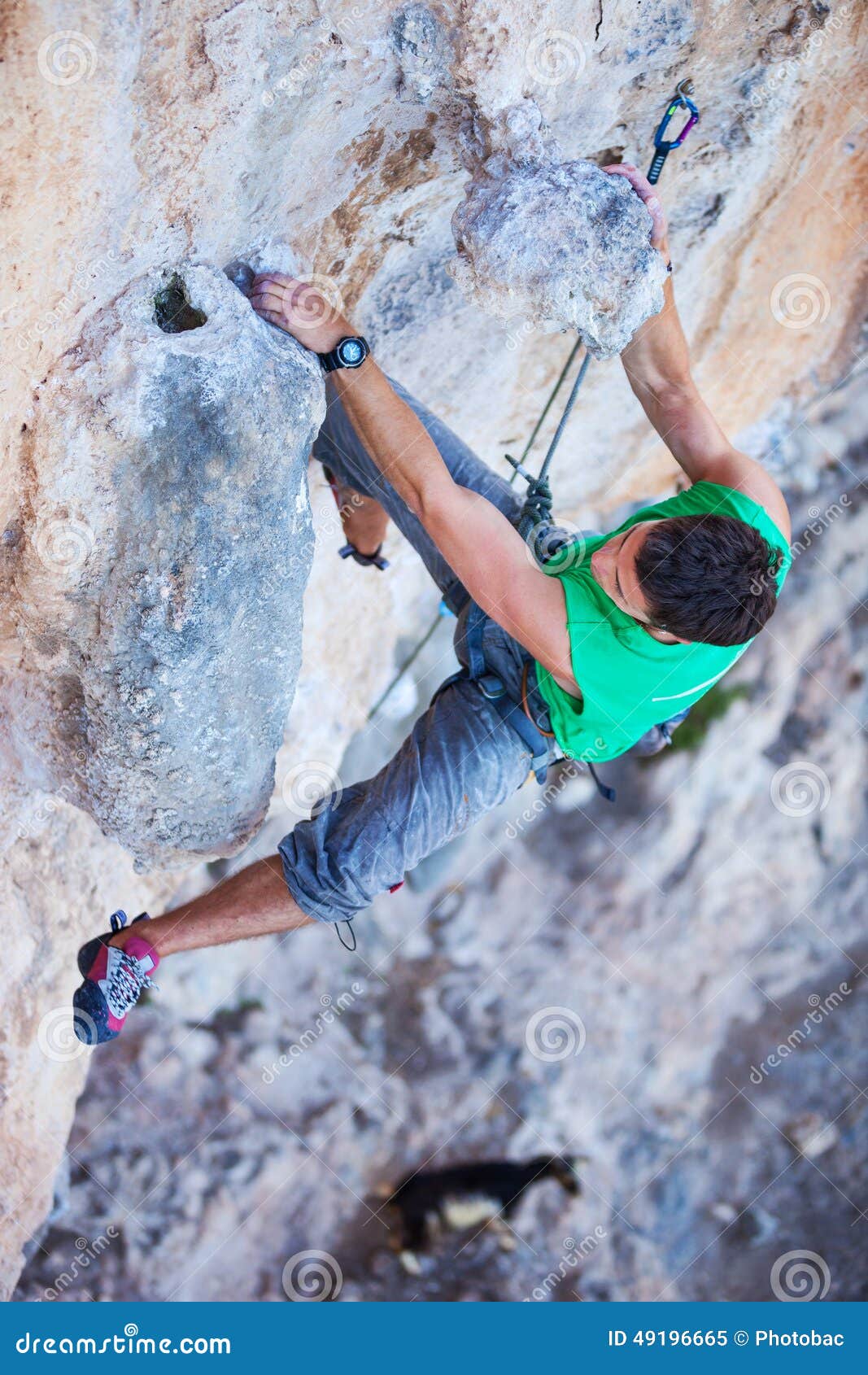Rock Climber on a Face of a Cliff Stock Image - Image of active ...