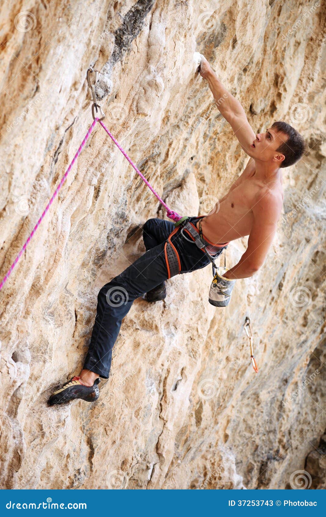 Rock Climber on a Face of a Cliff Stock Image - Image of difficult ...