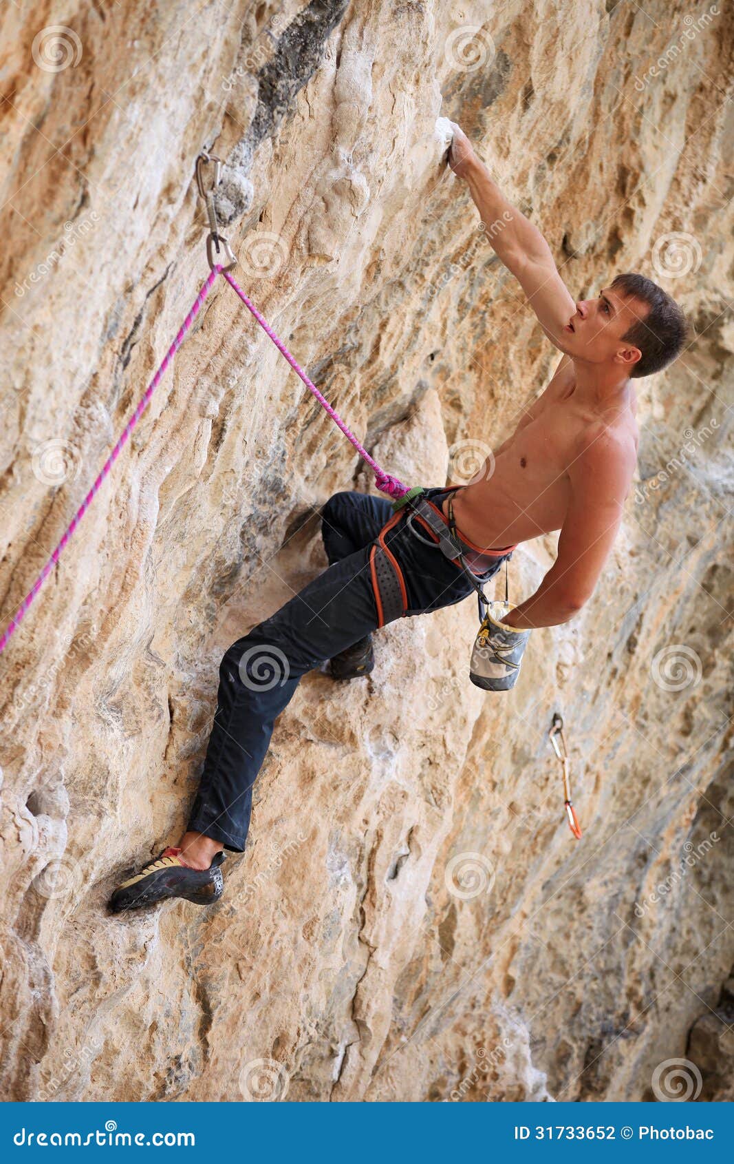 Rock Climber on a Face of a Cliff Stock Photo - Image of lifestyle ...