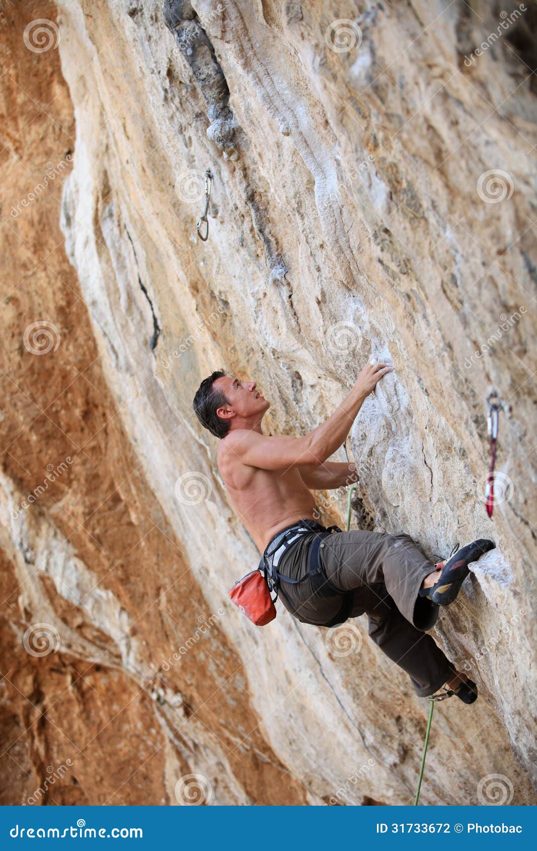 Rock Climber on a Face of a Cliff Stock Photo - Image of male, climbing ...
