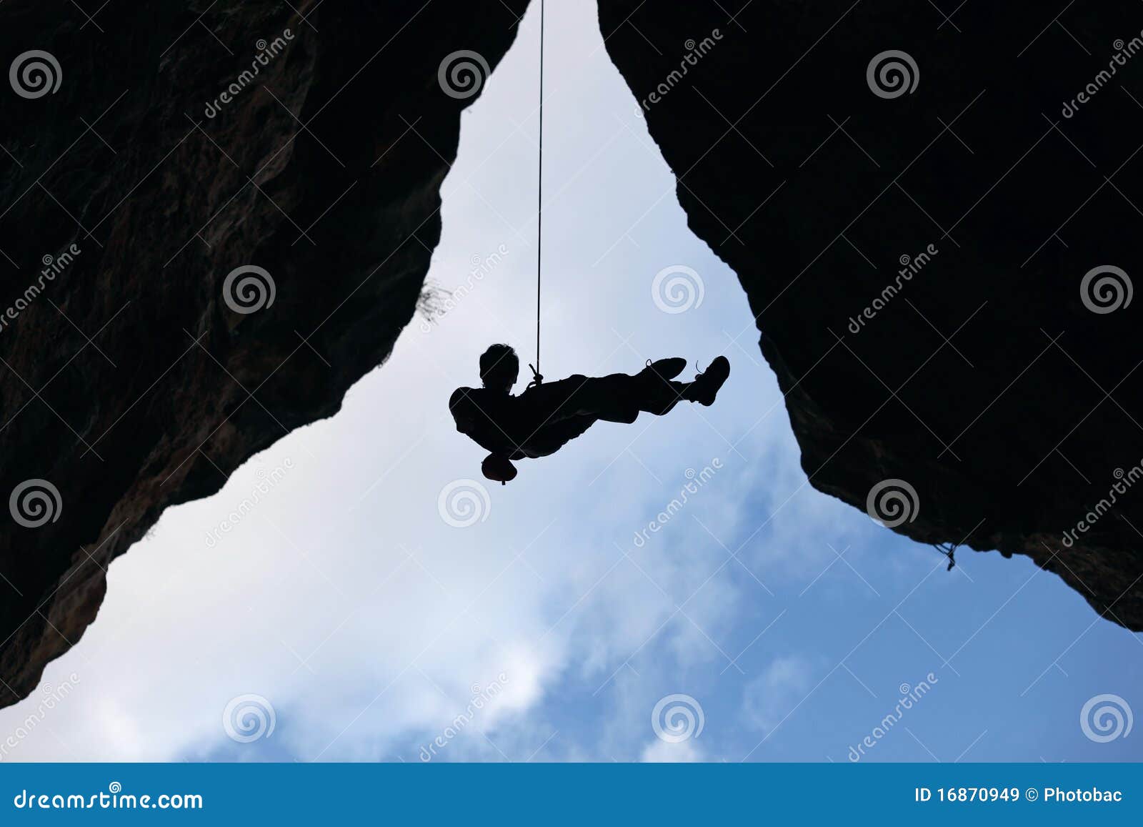 Rock Climber Going Down from the Top of Route Stock Image - Image of ...