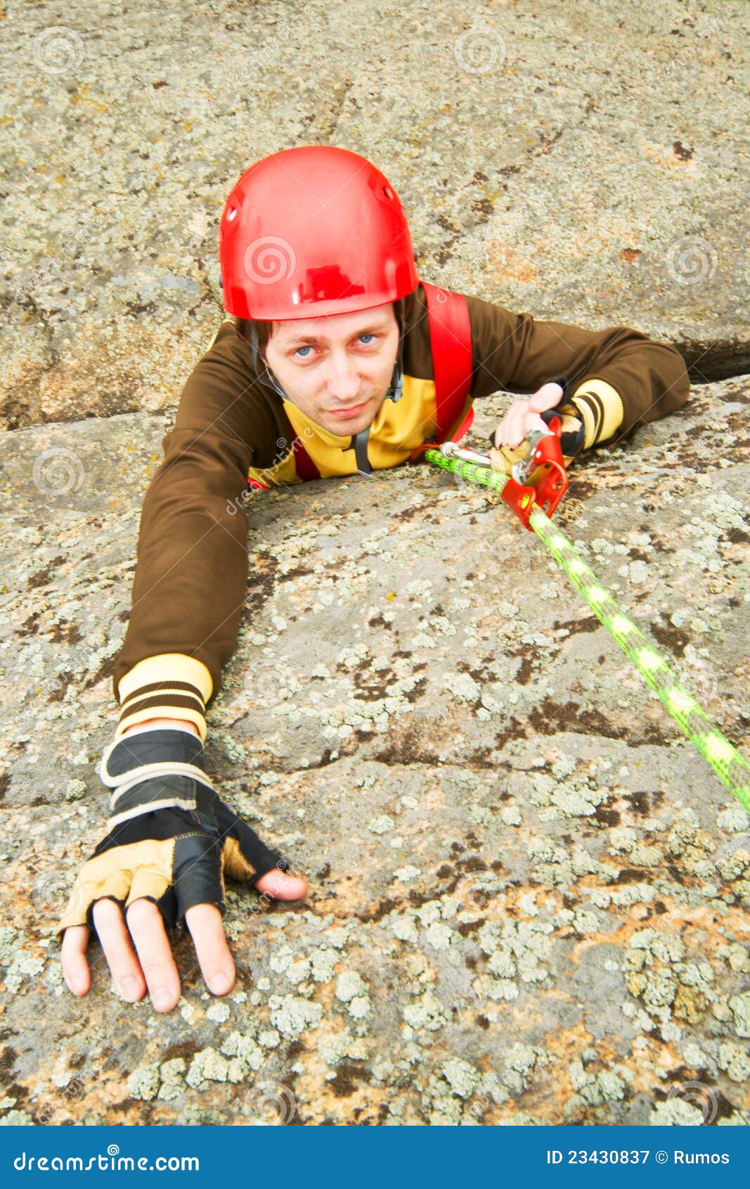 The Rock-climber Moves on Rock Upwards Stock Image - Image of mountain ...
