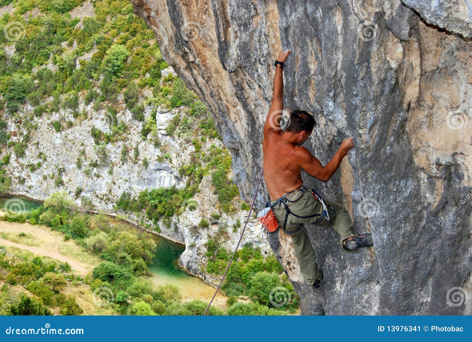 Rock Climber Moving Up the Rock Stock Image - Image of extreme, balance ...