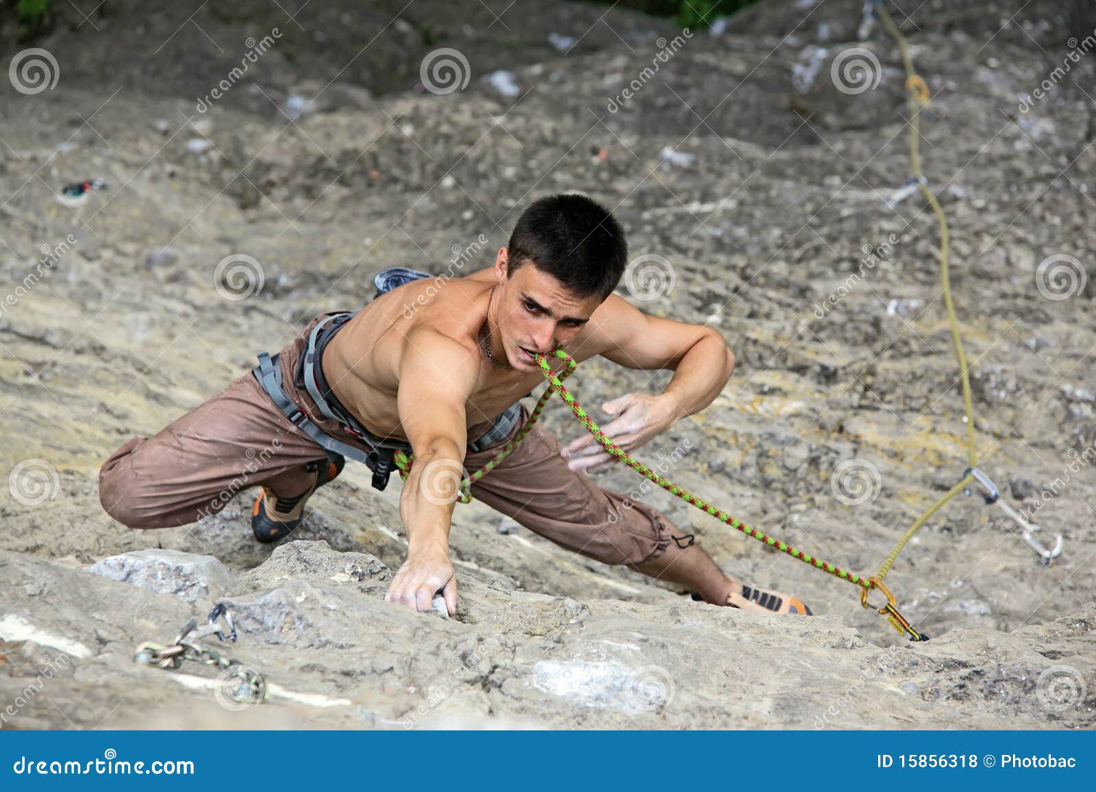 Rock Climber Preparing To the Next Move Stock Photo - Image of activity ...