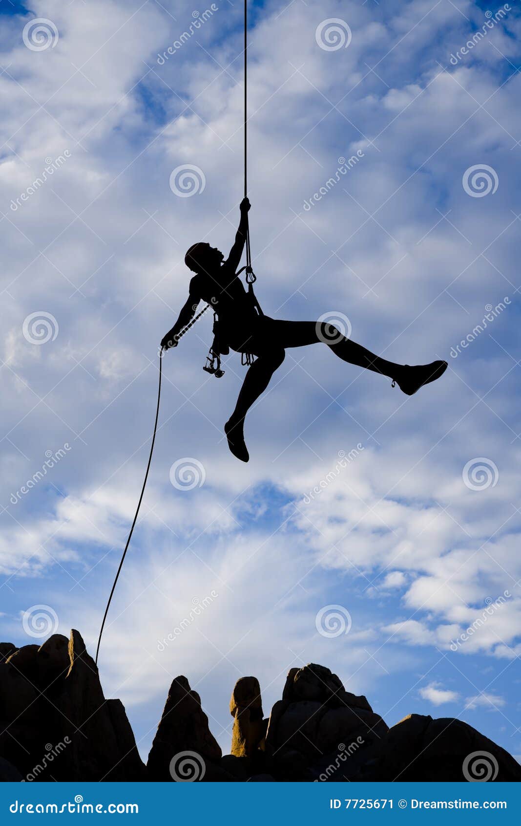 Rock climber rappelling. stock image. Image of cliff, obstacle - 7725671