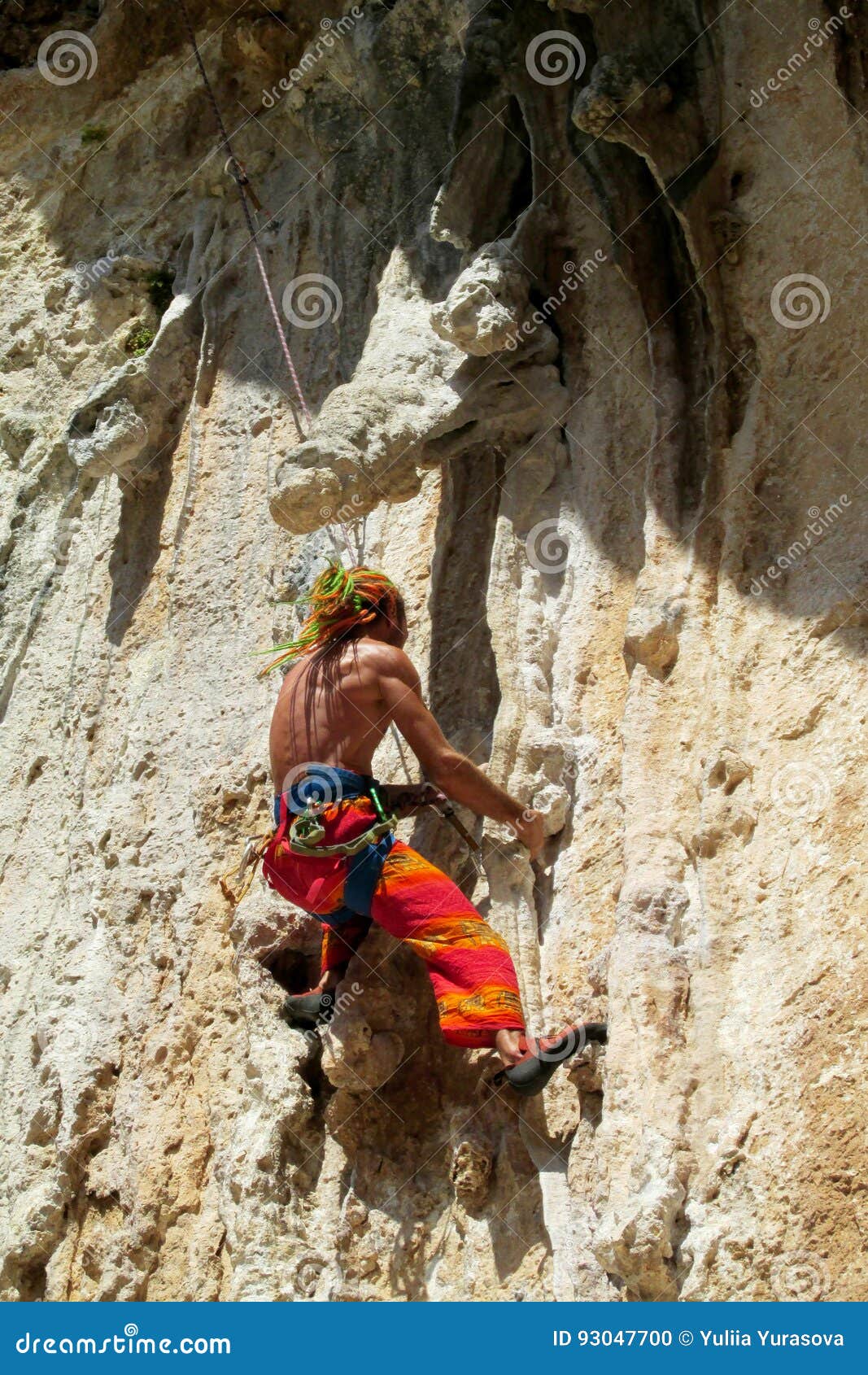 Rock climber with a rope stock photo. Image of danger - 93047700