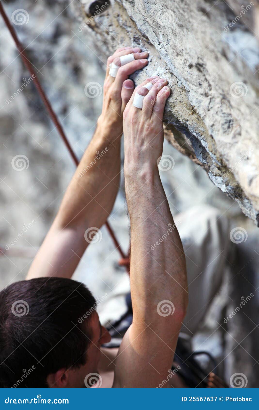 Rock Climber S Hands on a Cliff Stock Image - Image of equipment ...