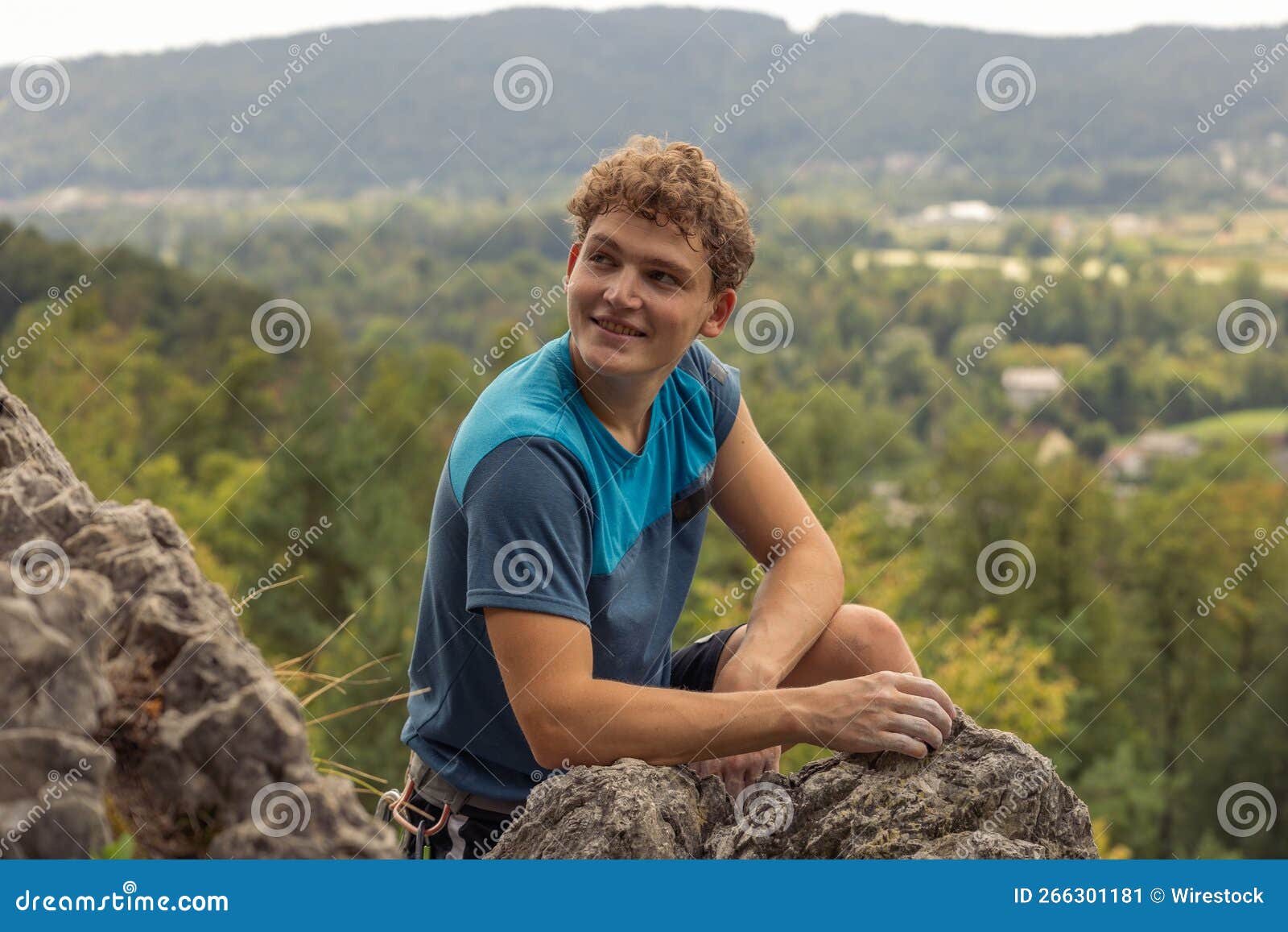 Rock Climber on the Top of a Cliff. Rock Climbing, Sport Concept Stock ...