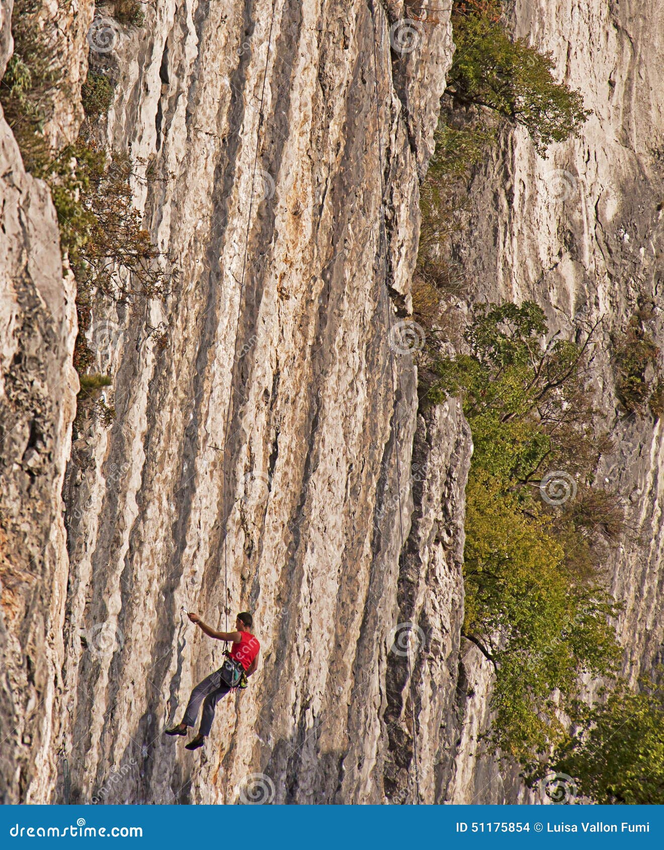 Rock Climber on Vertical Difficult Stone Wall Editorial Stock Image ...