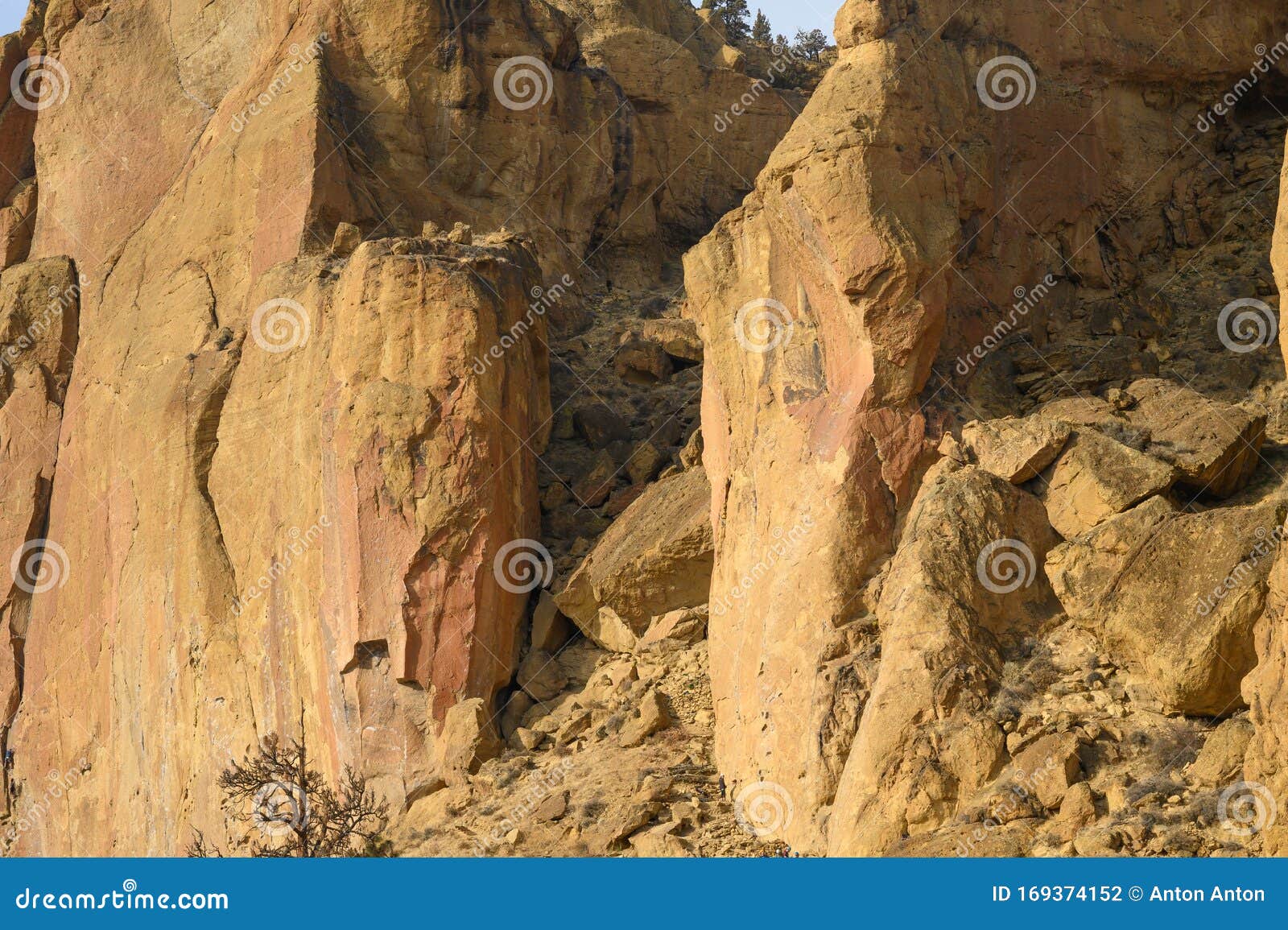 Rock Climbers Climb a Large Rock, Filmed from the Back Stock Photo ...